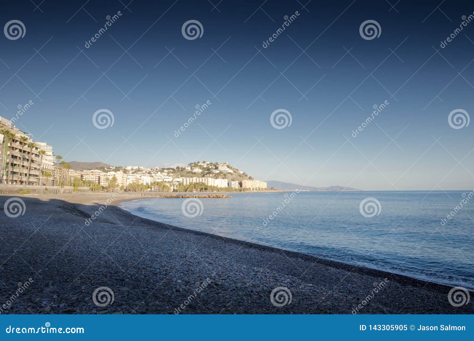 Seaside town of almunecar stock image. Image of coast - 143305905