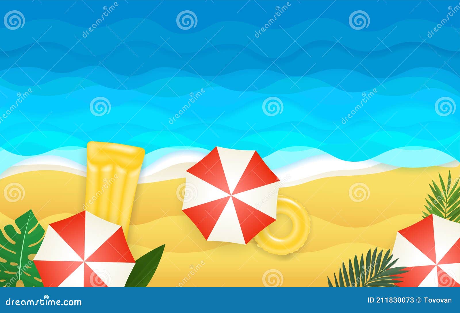 Seaside Vector Illustration. Tropical Stock Vector - Illustration of ...