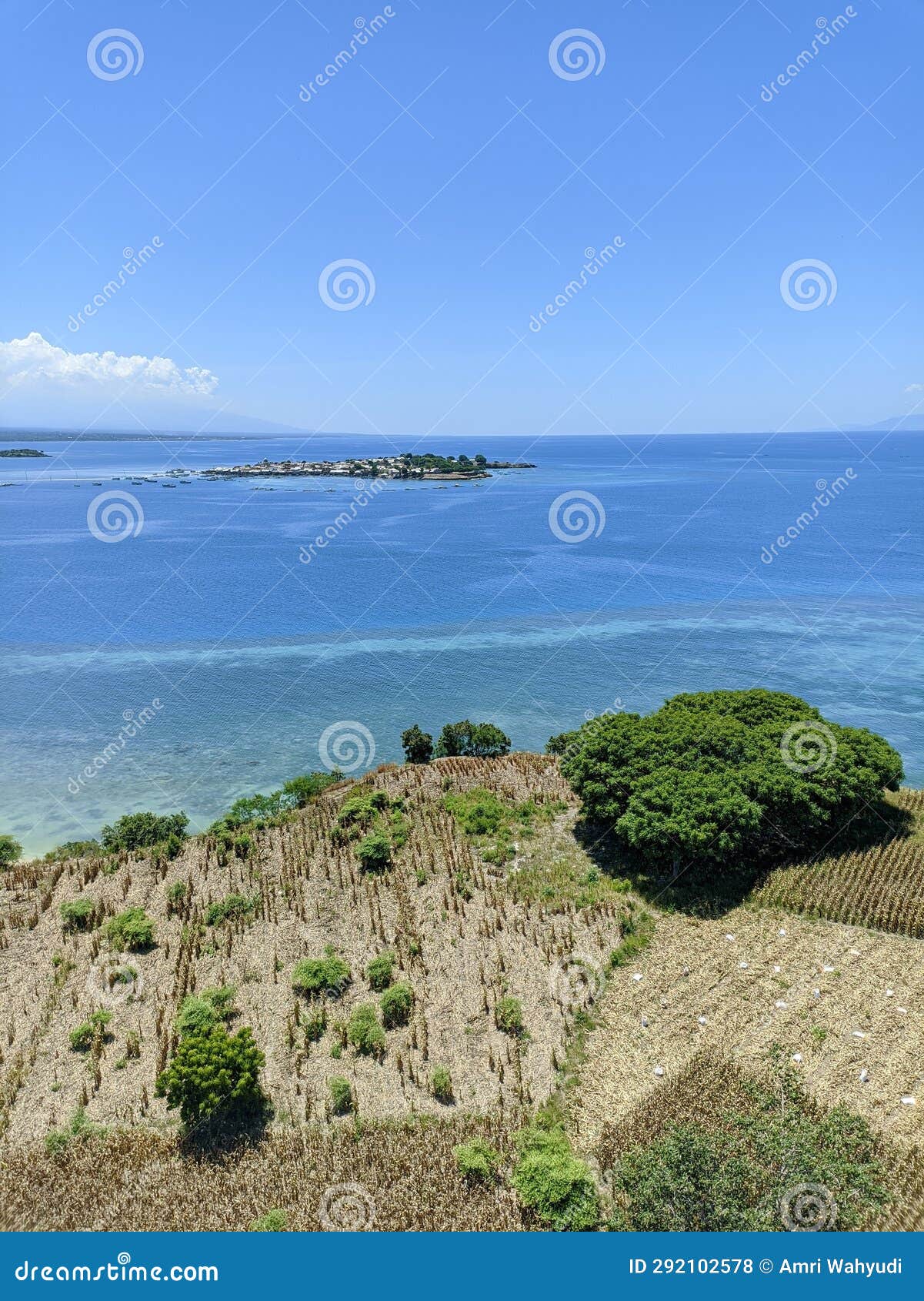 Seaside View of an Island Under a Clear Blue Sky Stock Photo - Image of ...