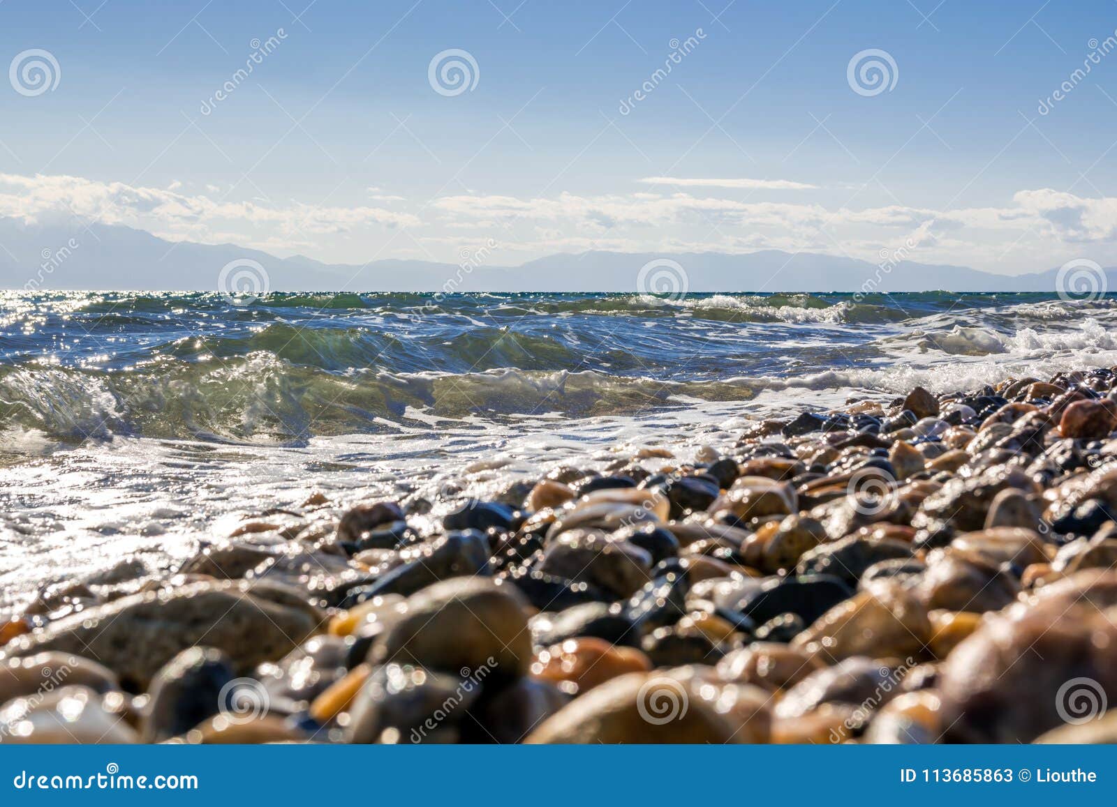 Seaside waves pebble stock image. Image of beach, nature - 113685863