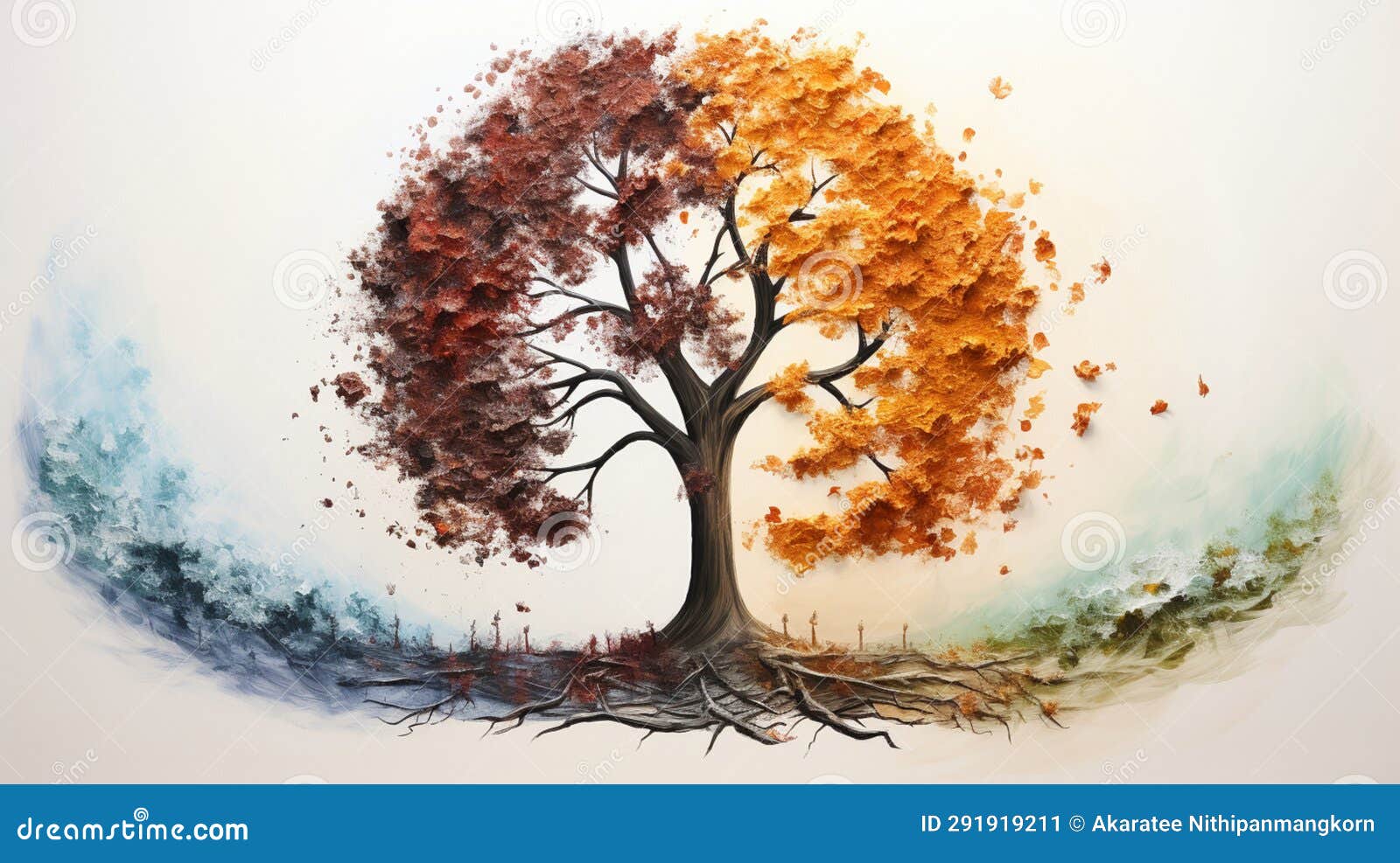 Season Change on Tree, Represent Change Time through Year Stock ...