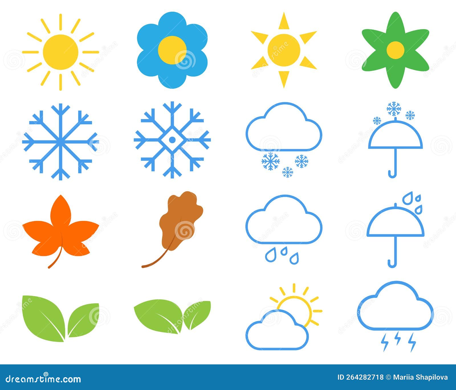 Season icon set stock vector. Illustration of environment - 264282718