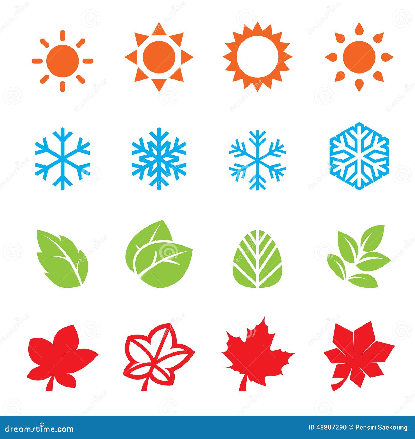 Season icon set stock vector. Illustration of four, rain - 48807290