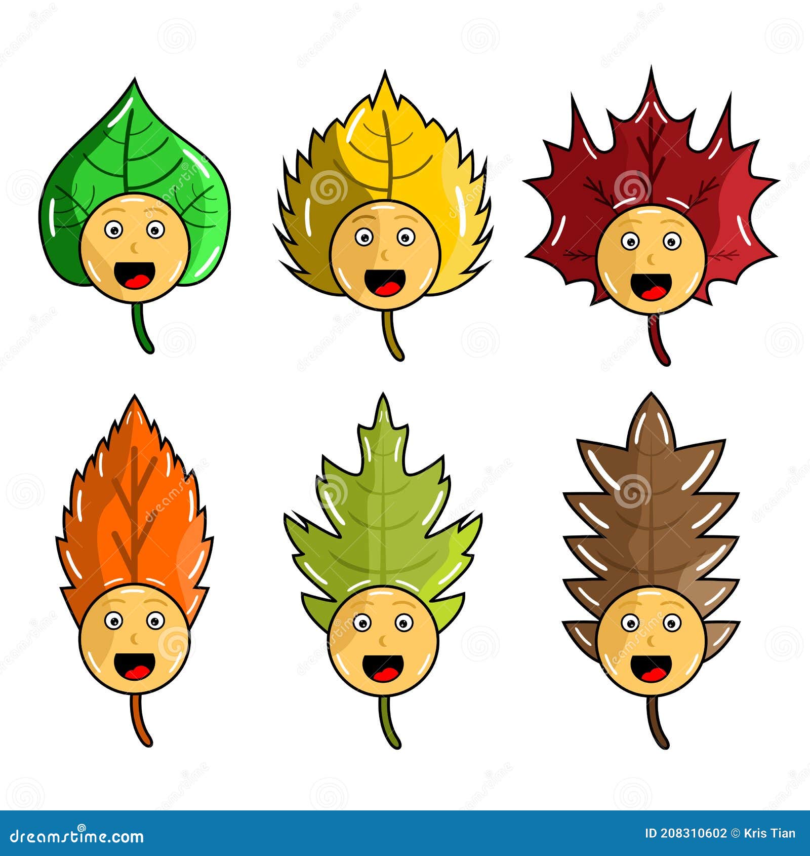 Season Mascot Leaf Face Caracter Vector Illustration | CartoonDealer ...