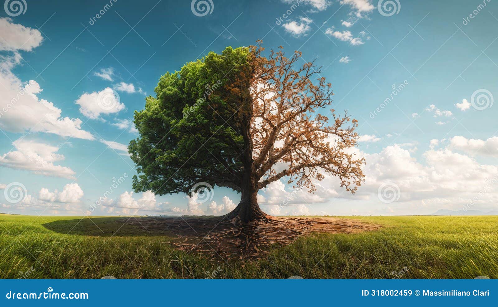 Season Split Tree, Symbolizing Transition and Change in a Vibrant ...