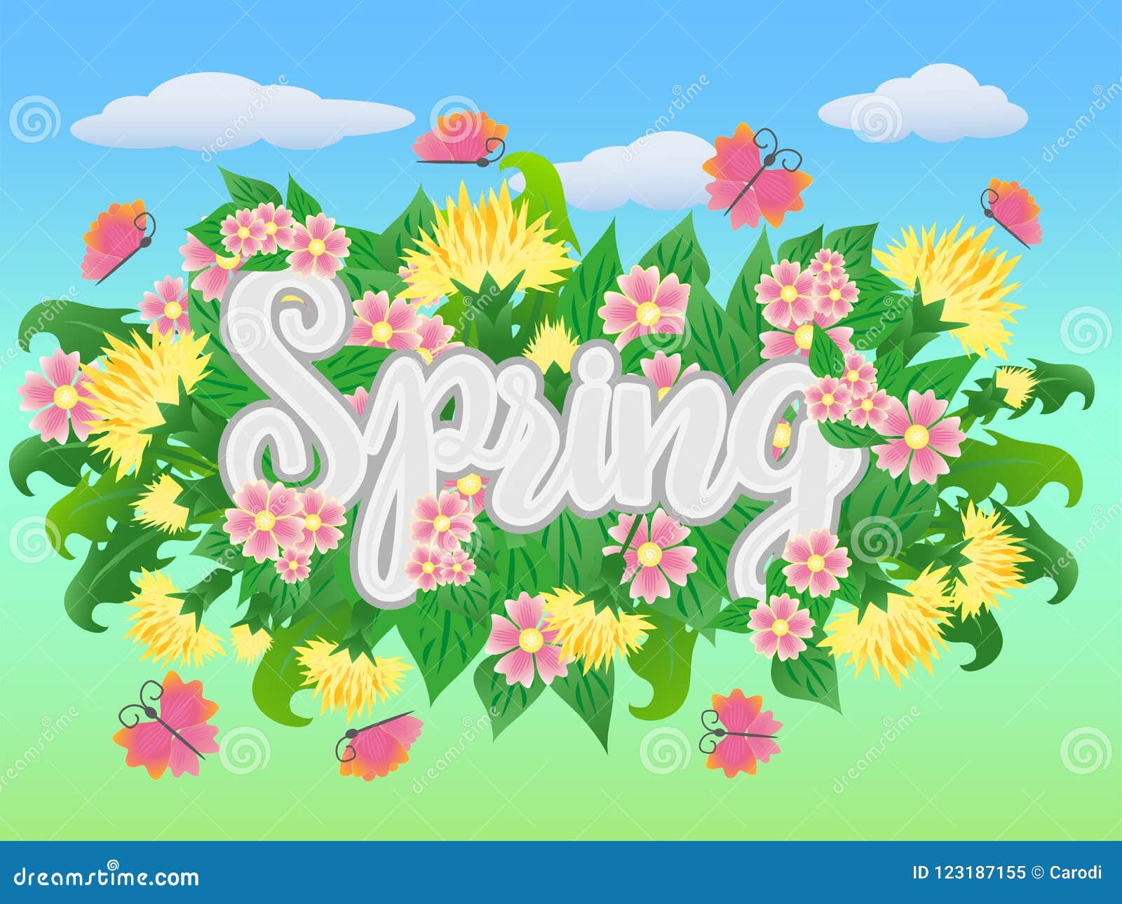Season Spring Time Card, Vector Stock Vector - Illustration of floral ...
