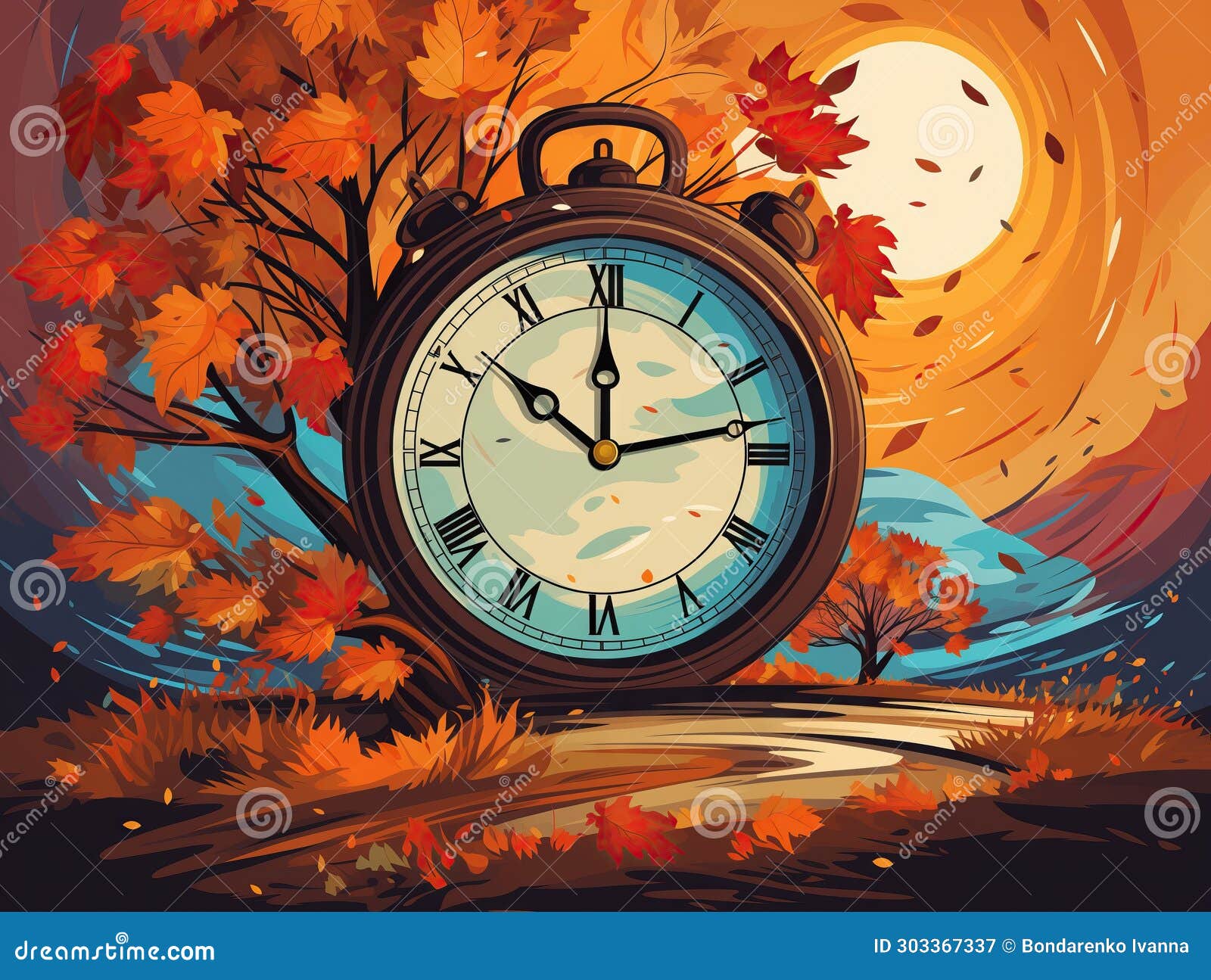 Season Time Banner Design with Clock and Elements Concept Image Stock ...