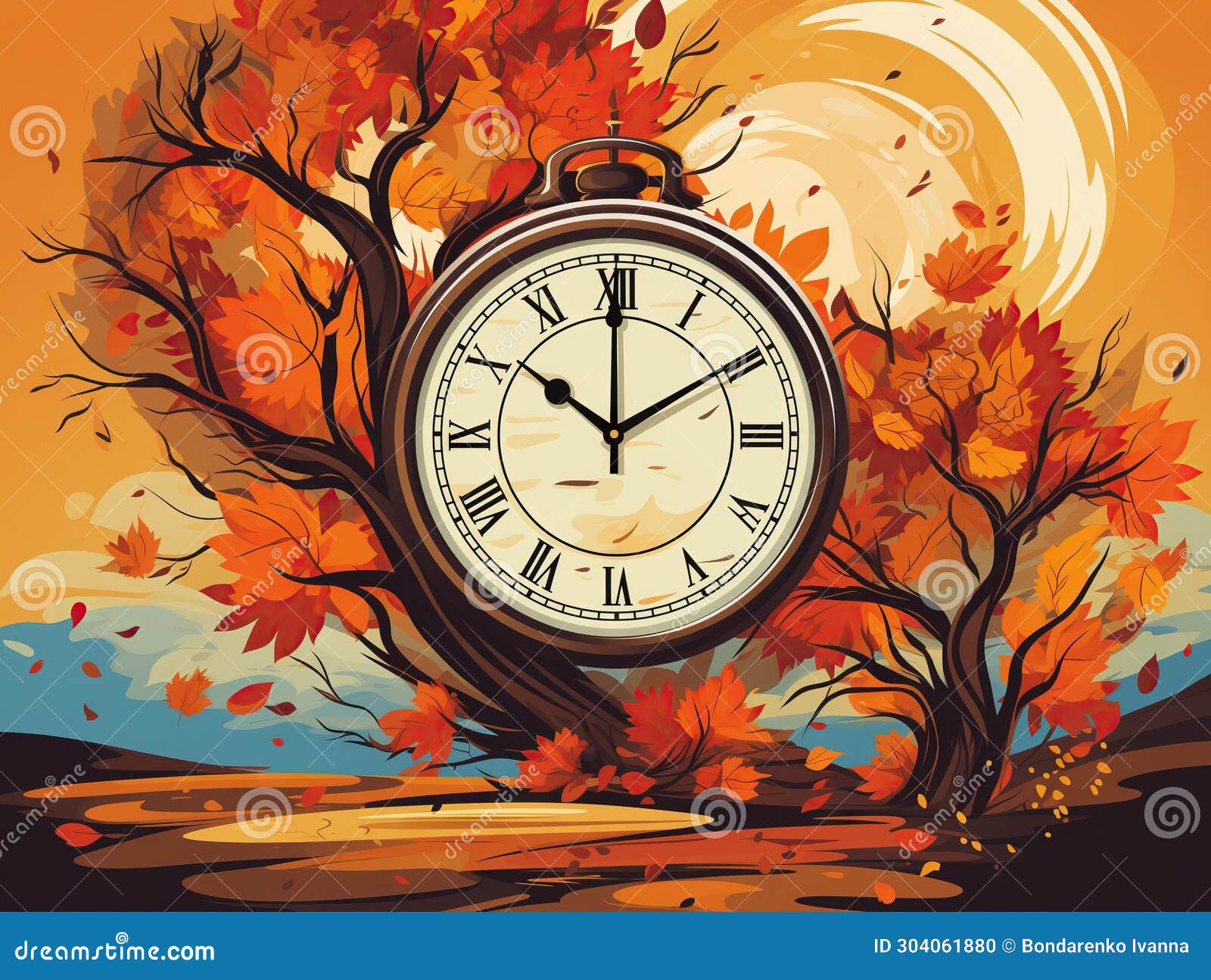 Season Time Banner Design with Clock and Elements Concept Image Stock ...