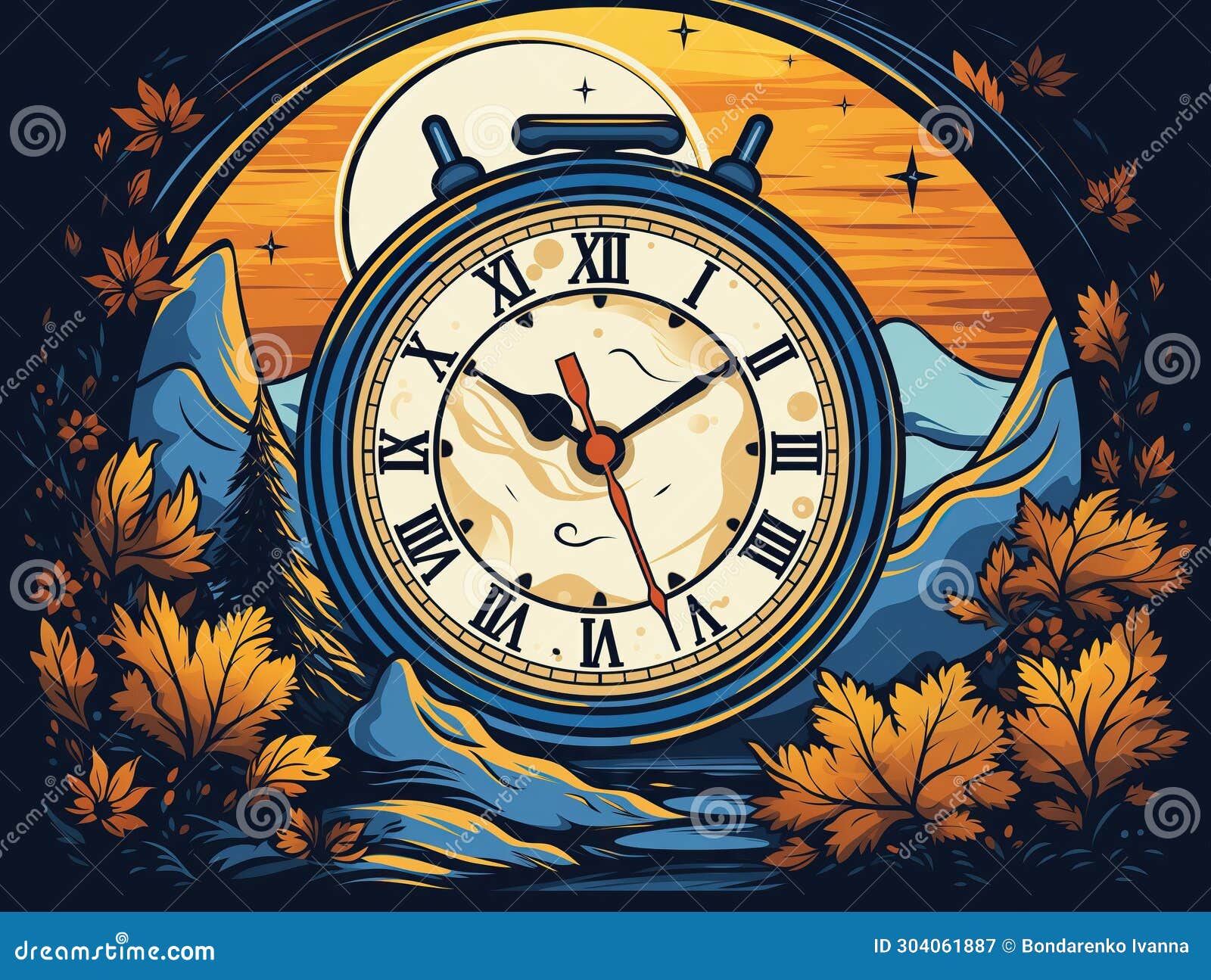 Season Time Banner Design with Clock and Elements Concept Image Stock ...