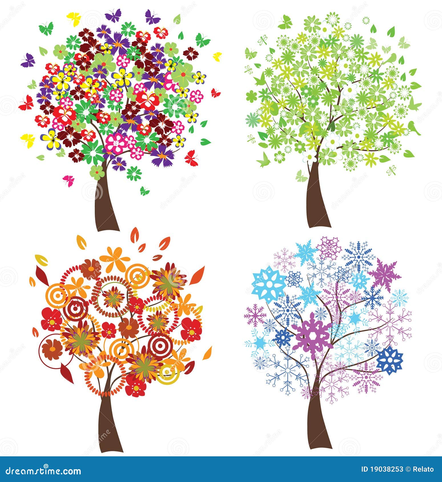 Season trees stock vector. Illustration of open, flowers - 19038253