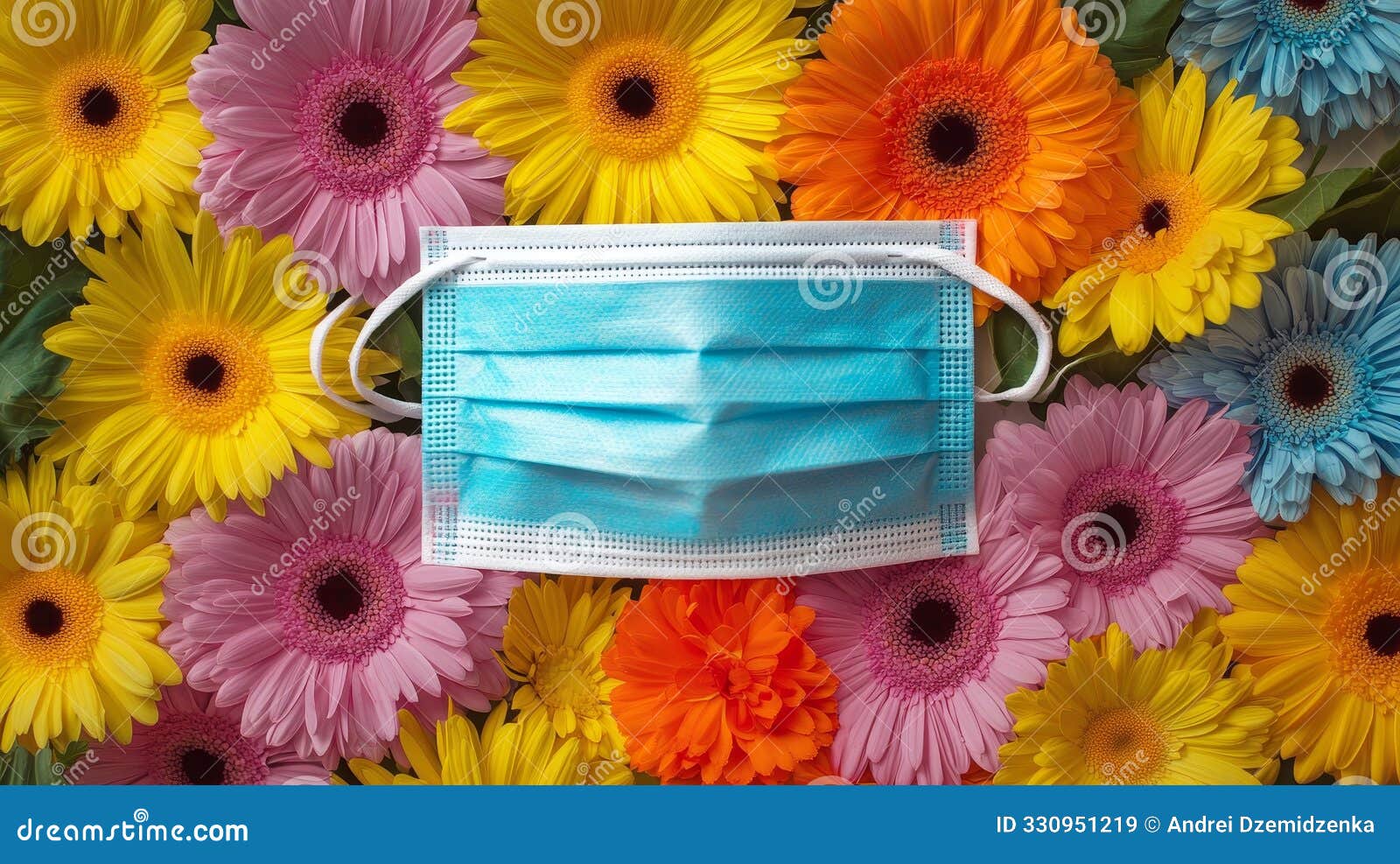 This Seasonal Allergy Theme Background Features a Flower with a Mask ...