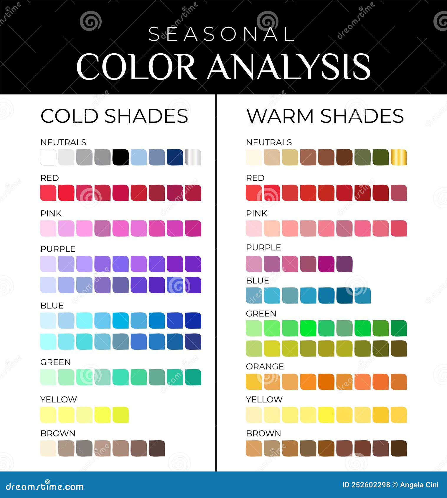 Seasonal Color Analysis Color Palette with Cold and Warm Color Shades ... Seasonal Color Analysis Color Palette with Cold and Warm Color Shades ...