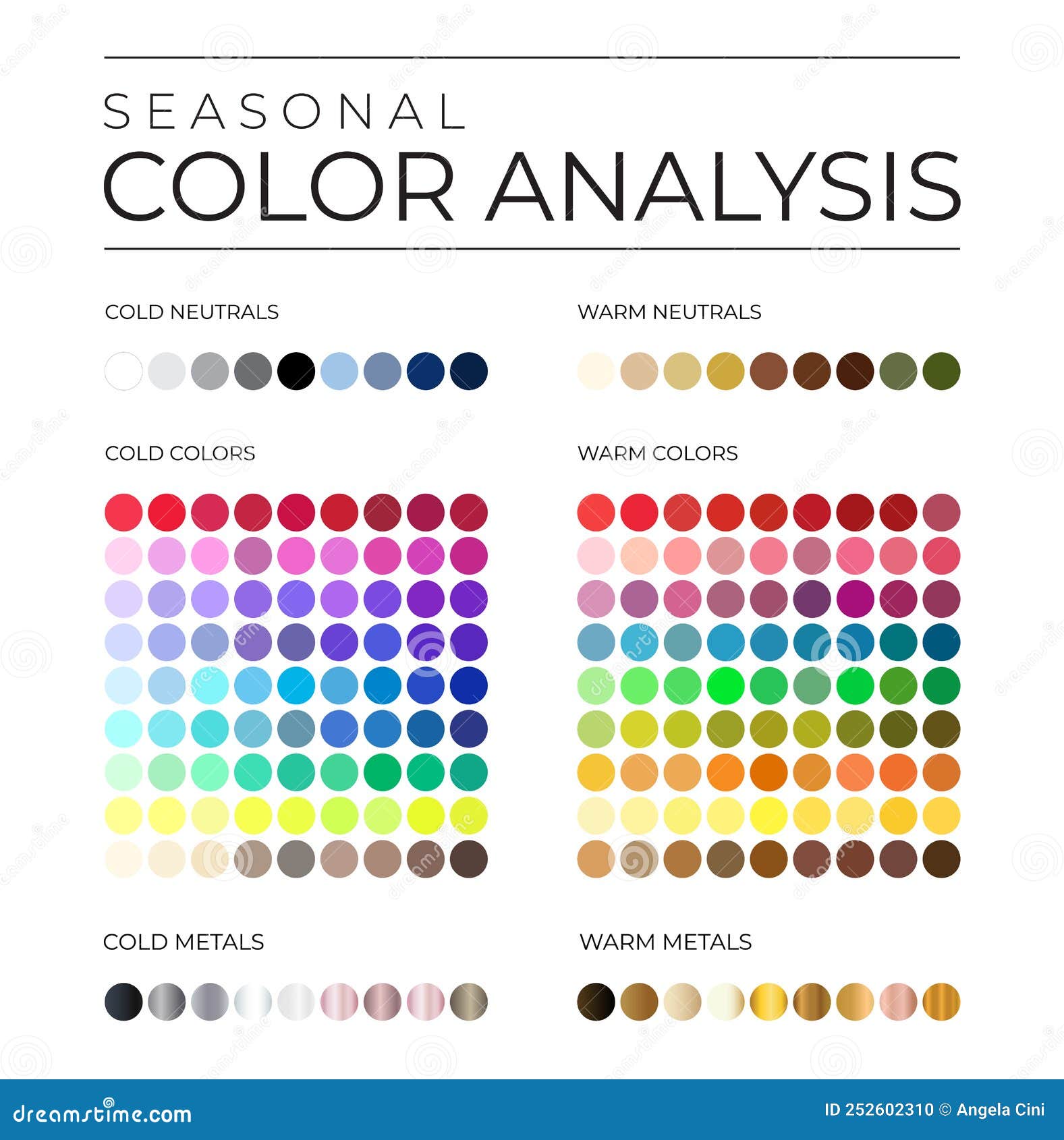 Seasonal Color Analysis Palette With Cold And Warm Color Swatches For ... Seasonal Color Analysis Palette With Cold And Warm Color Swatches For ...