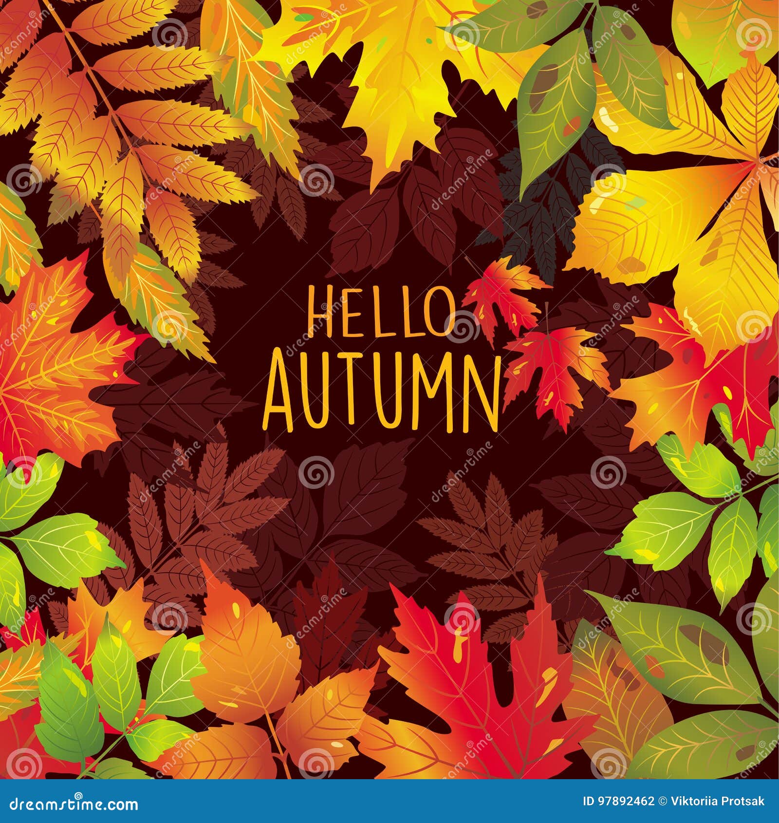 Seasonal Frame of Autumnal Leaves Stock Vector - Illustration of ...