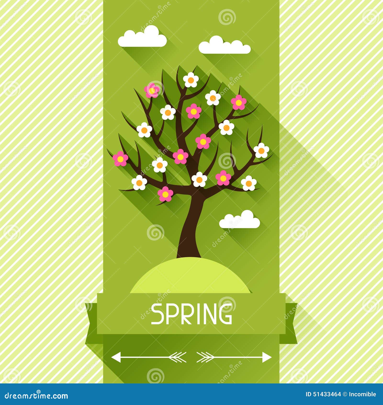 Seasonal Illustration with Spring Tree in Flat Stock Vector ...