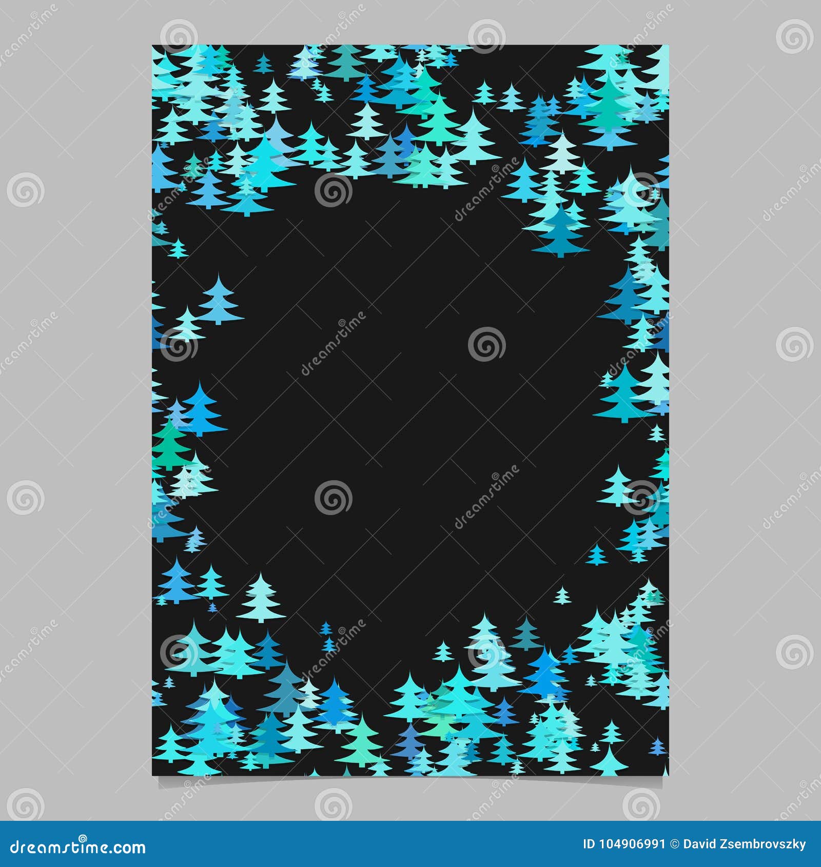 Seasonal Pine Tree Design Brochure Template - Blank Winter Vector Page ...