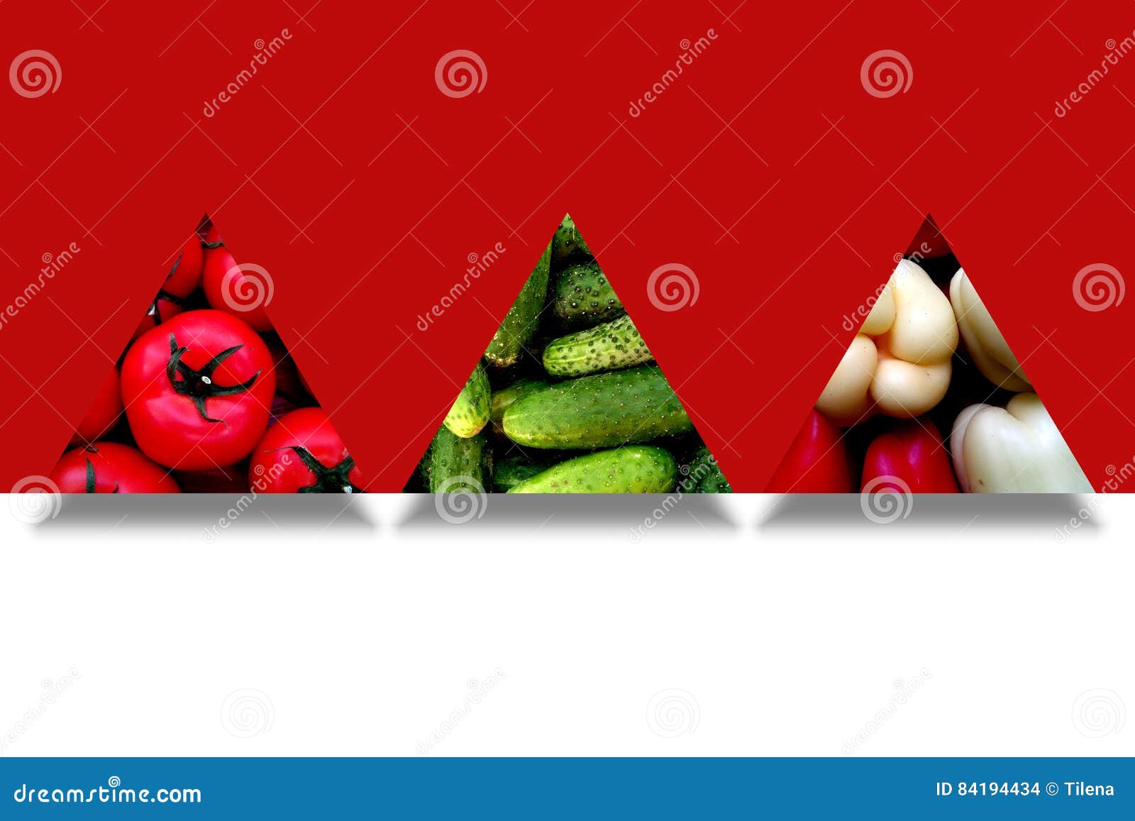 Seasonal Vegetables Inside Three Abstract Triangles Stock Photo - Image ...