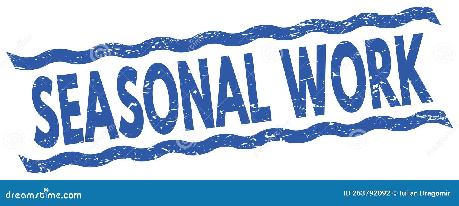 SEASONAL WORK Text on Blue Lines Stamp Sign Stock Illustration ...