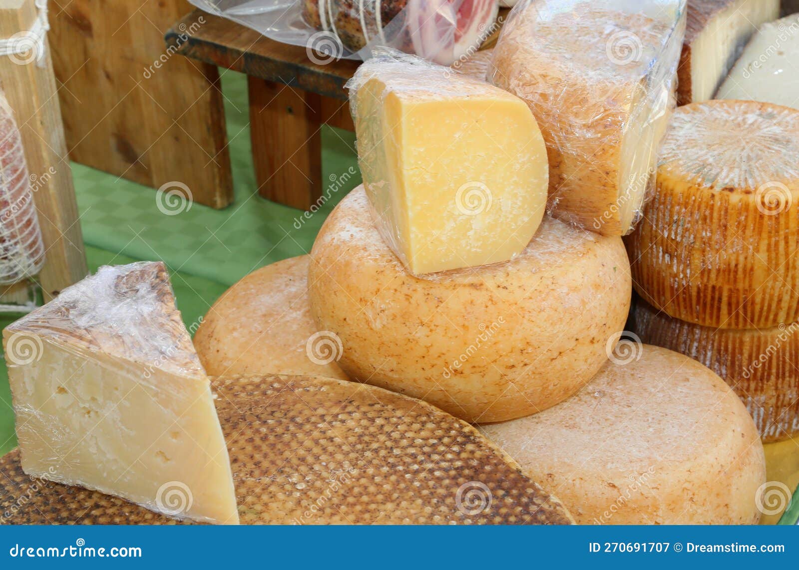 Seasoned Cheeses Made With Sheep And Cow S Milk And Goat For Sale At The Local Market Stock