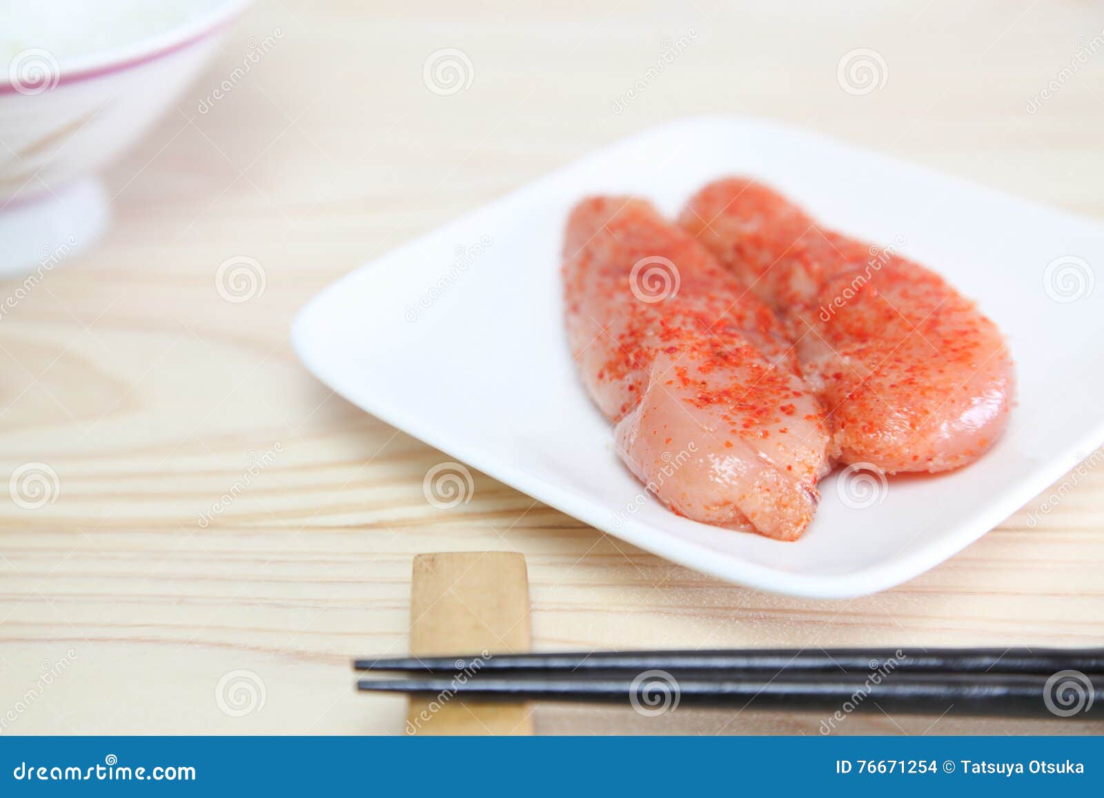 Seasoned cod roe stock photo. Image of chopsticks, table - 76671254