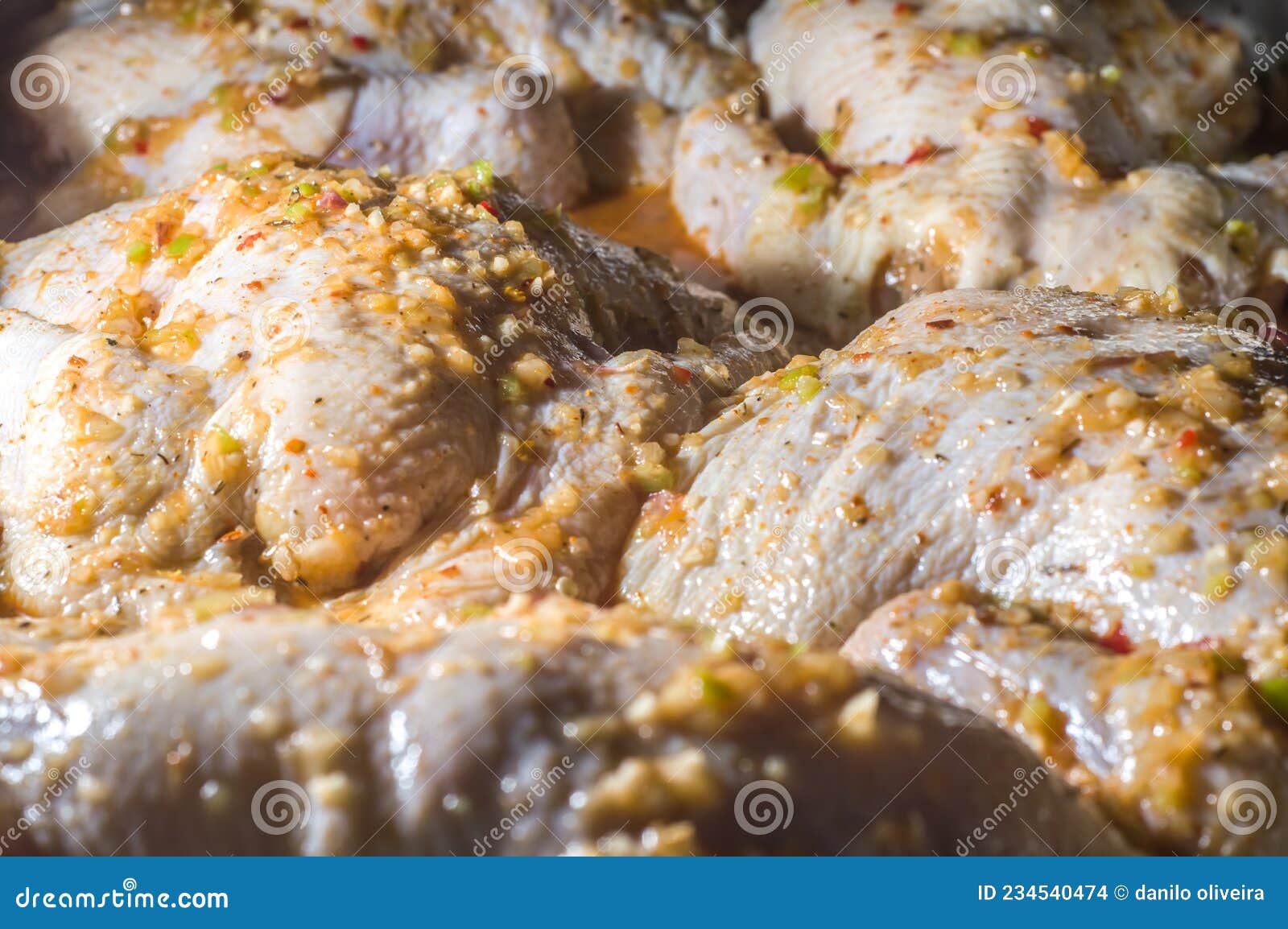 Seasoned and Raw Chicken, Texture with Selective Focus Stock Photo ...