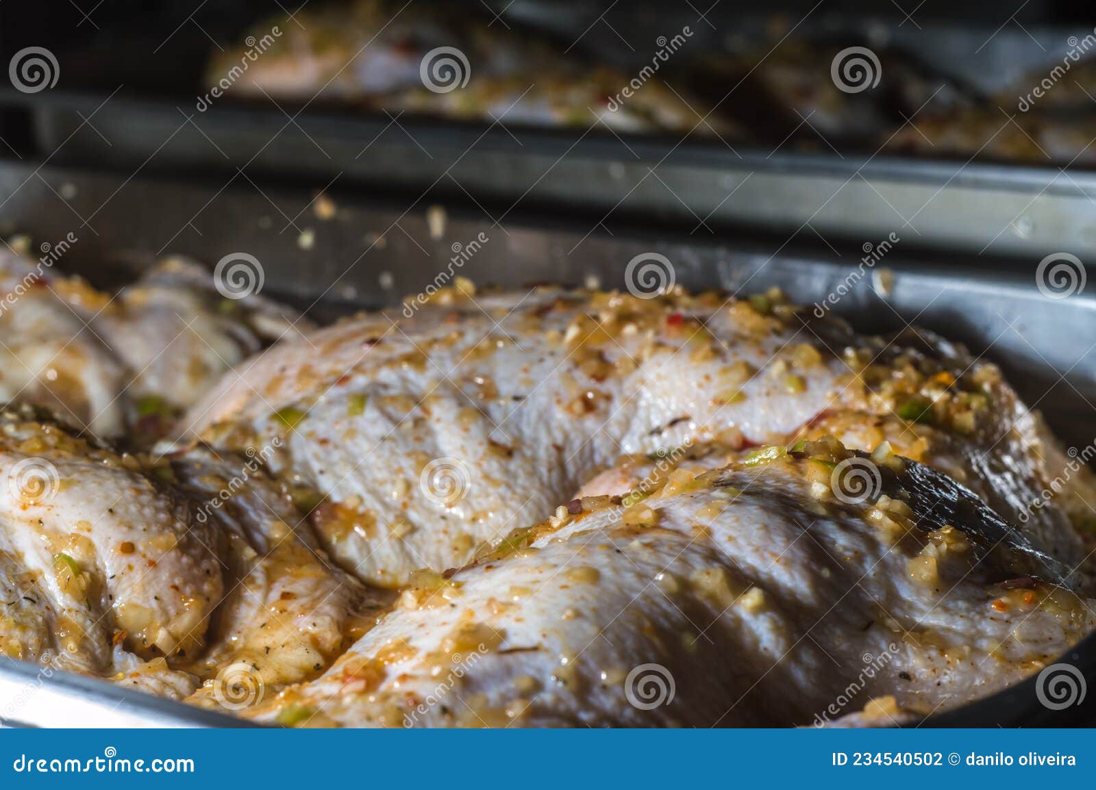 Seasoned and Raw Chicken, Texture with Selective Focus Stock Photo ...