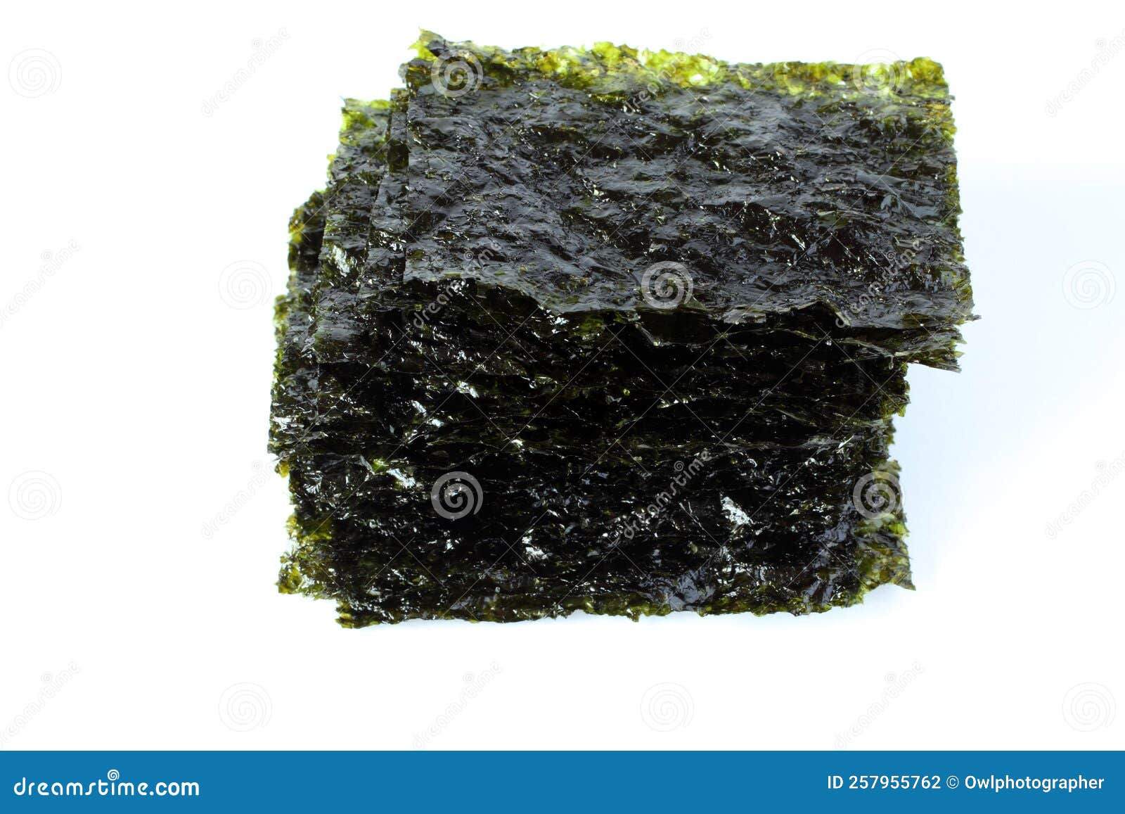 Seasoned Seaweed Snack. Algae Sheets Stacked in a Pile on White ...