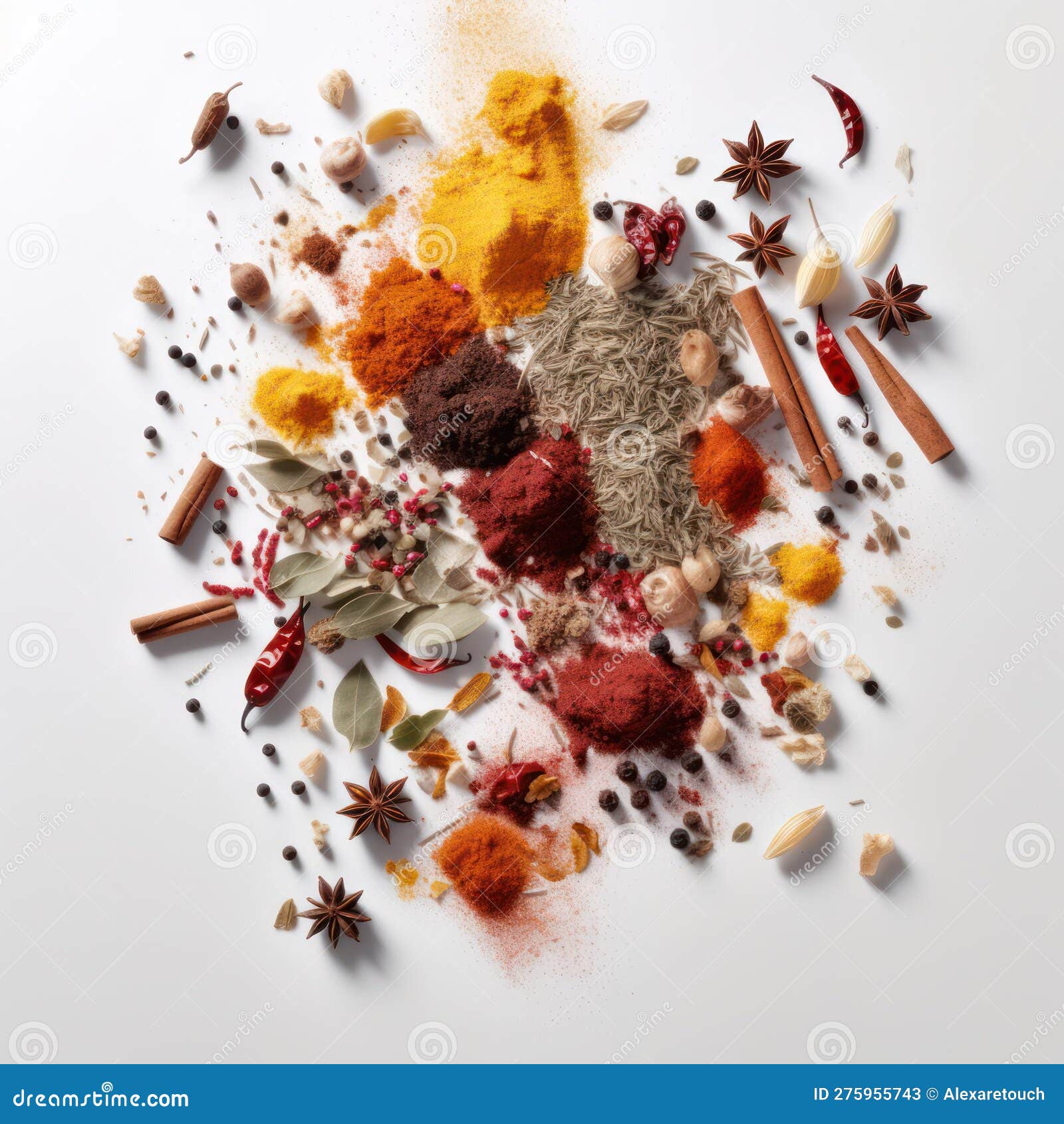 Seasonings and Spices on a Light Background Top View Stock Illustration ...
