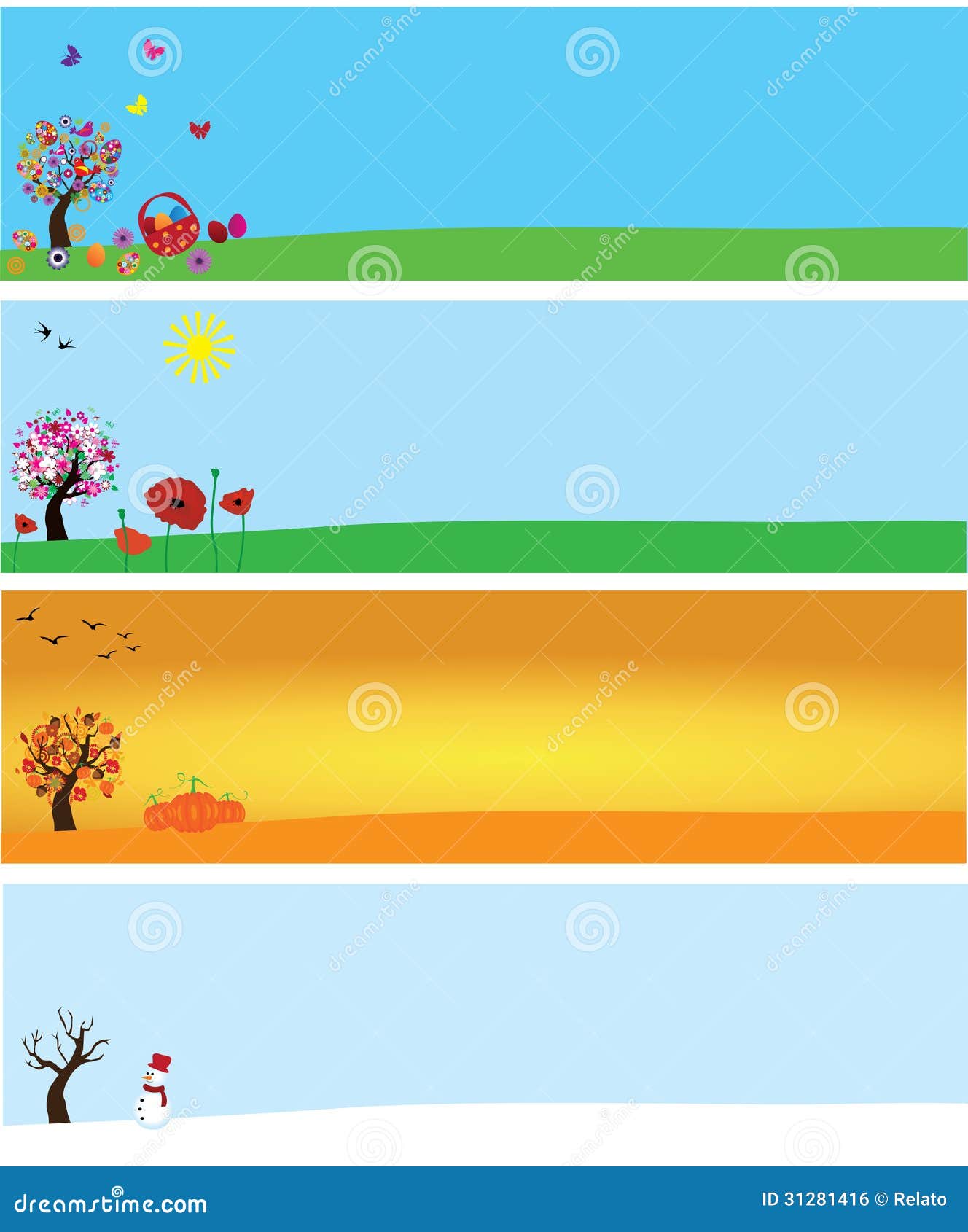 Seasons banners stock vector. Illustration of icon, garden - 31281416