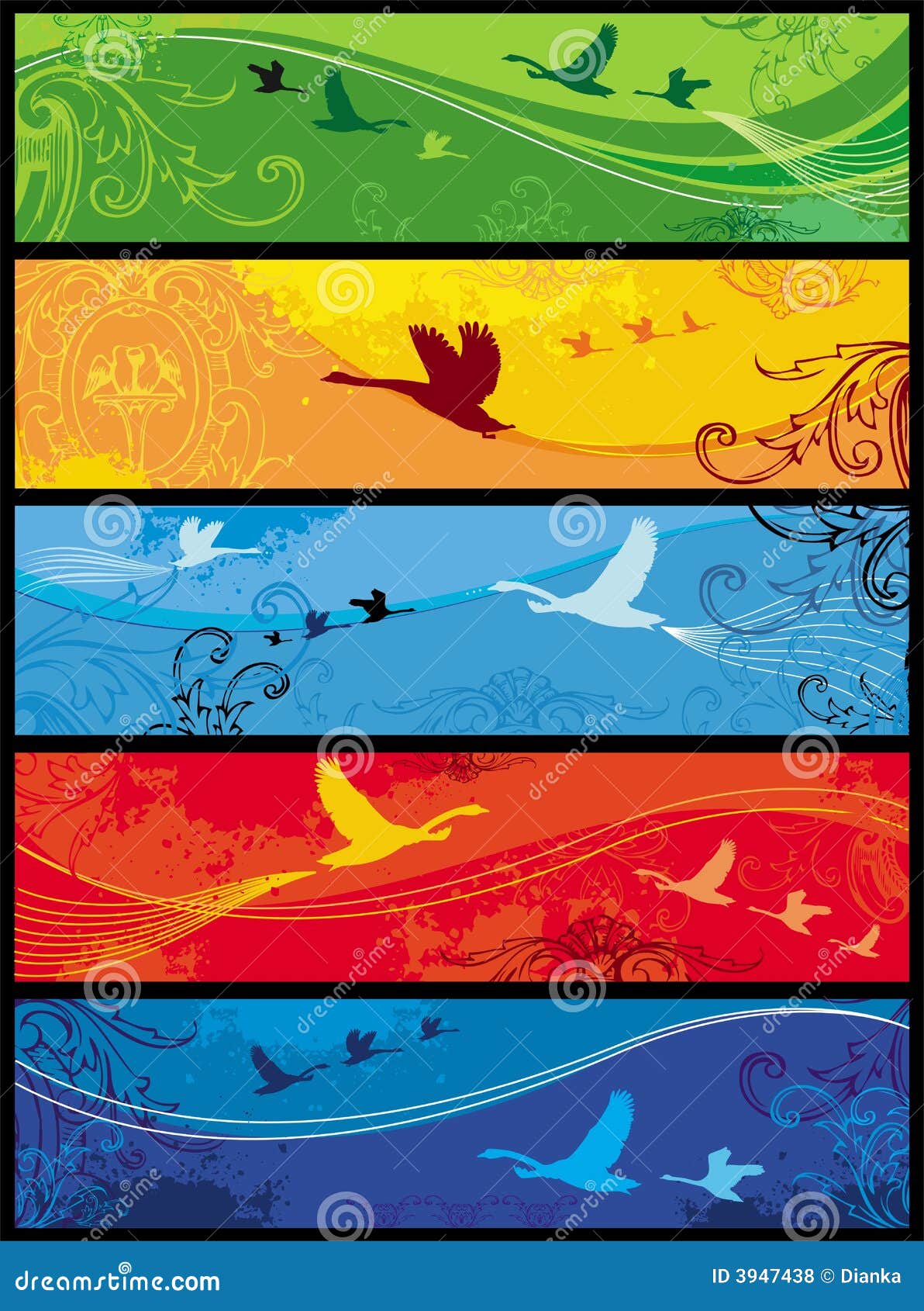 Seasons birds banners stock vector. Illustration of happiness - 3947438
