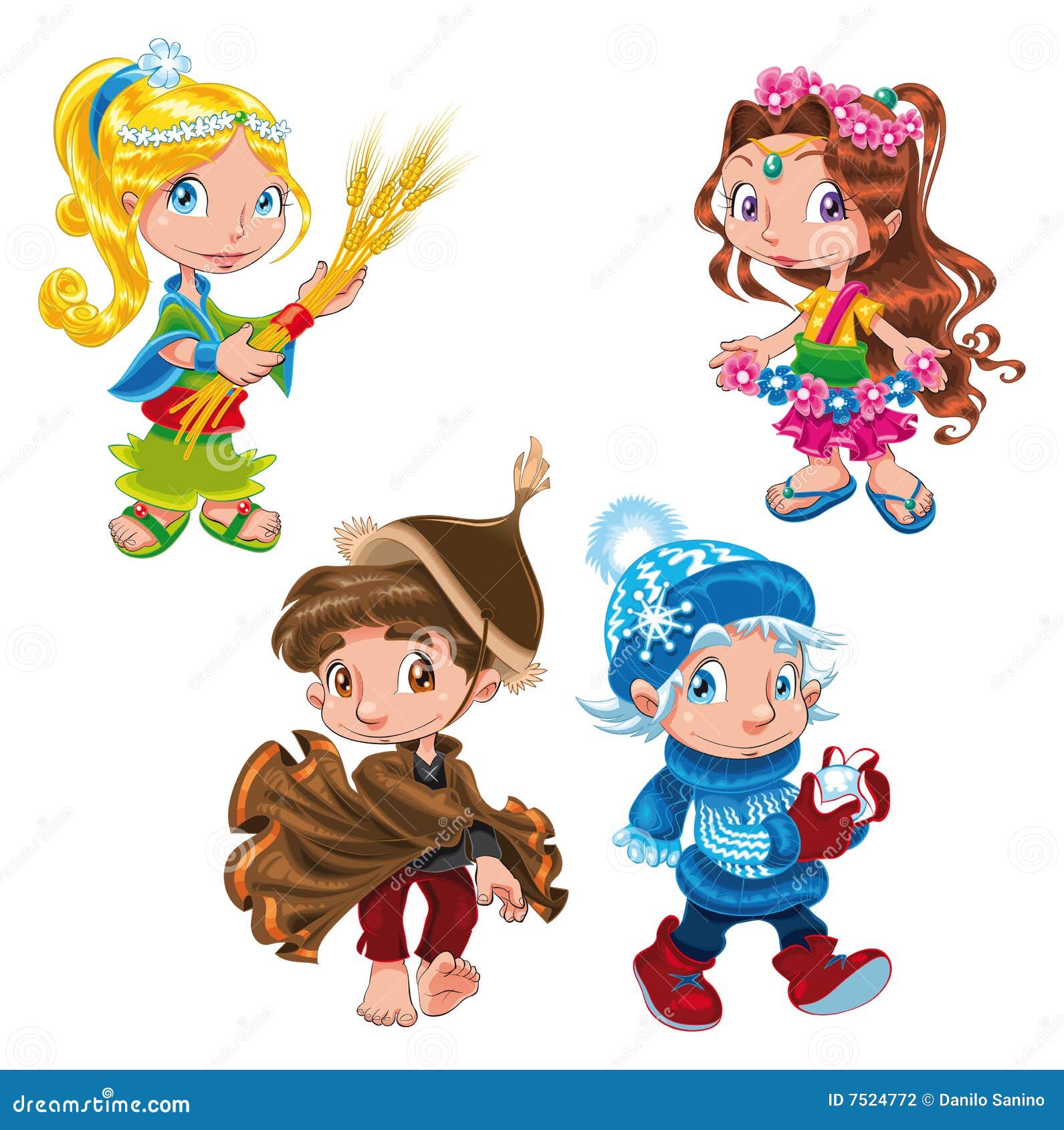 Seasons characters stock vector. Illustration of girl - 7524772