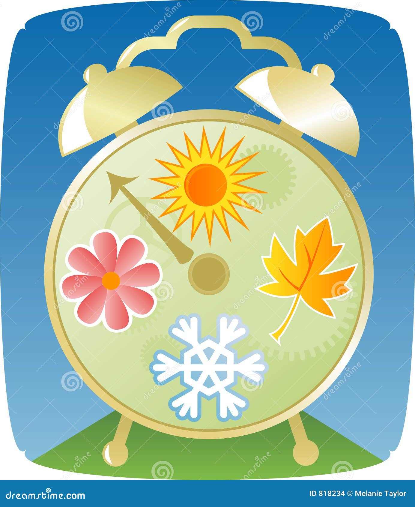 Seasons Clock stock vector. Illustration of snowflake, flake - 818234