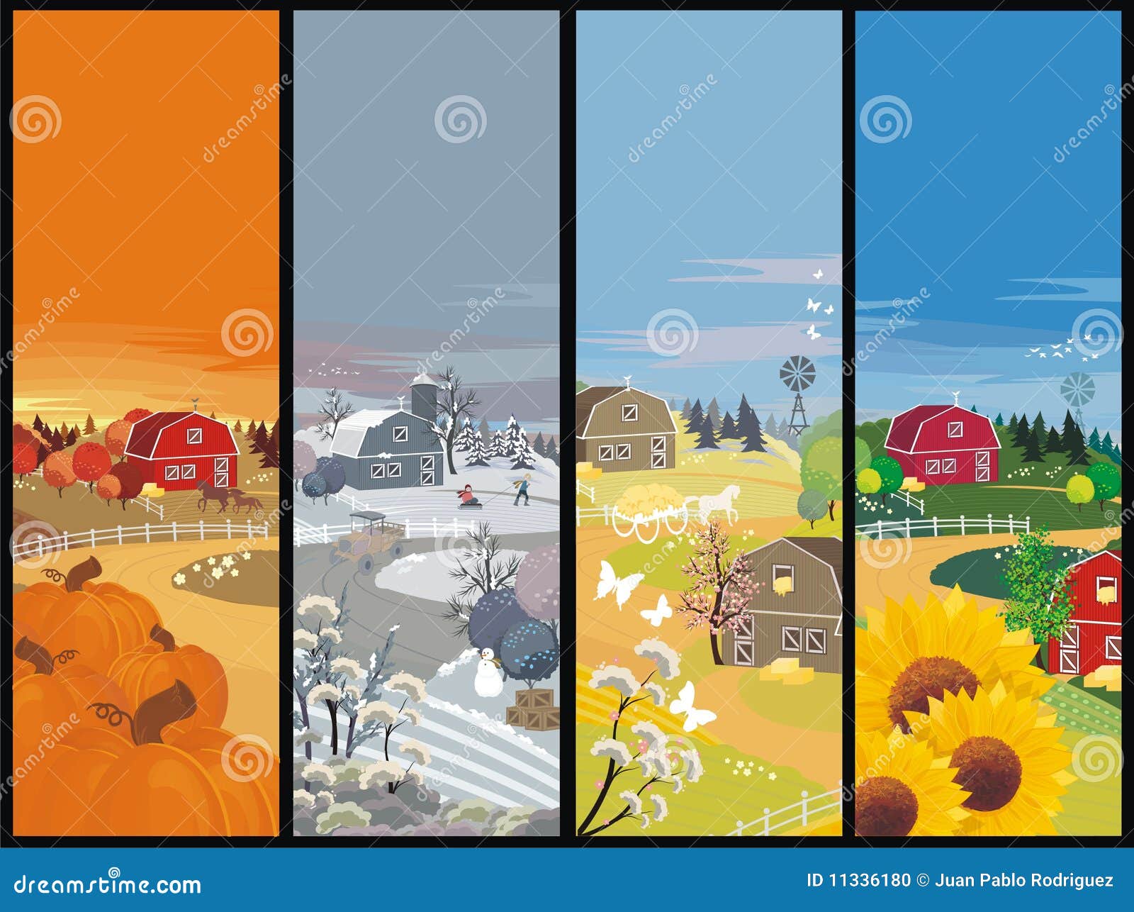 Seasons farm stock illustration. Illustration of pine - 11336180
