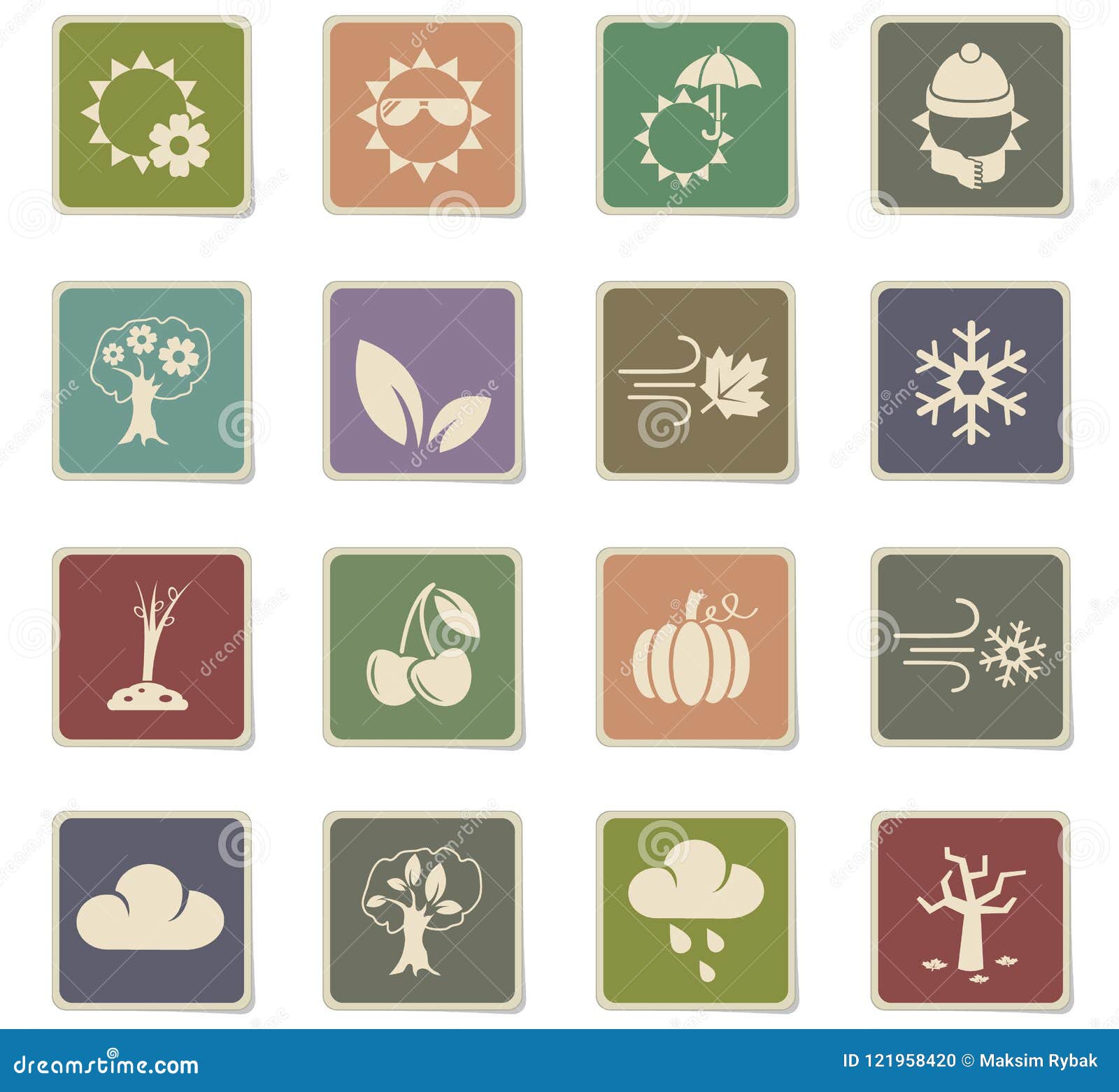 Seasons icon set stock vector. Illustration of icon - 121958420