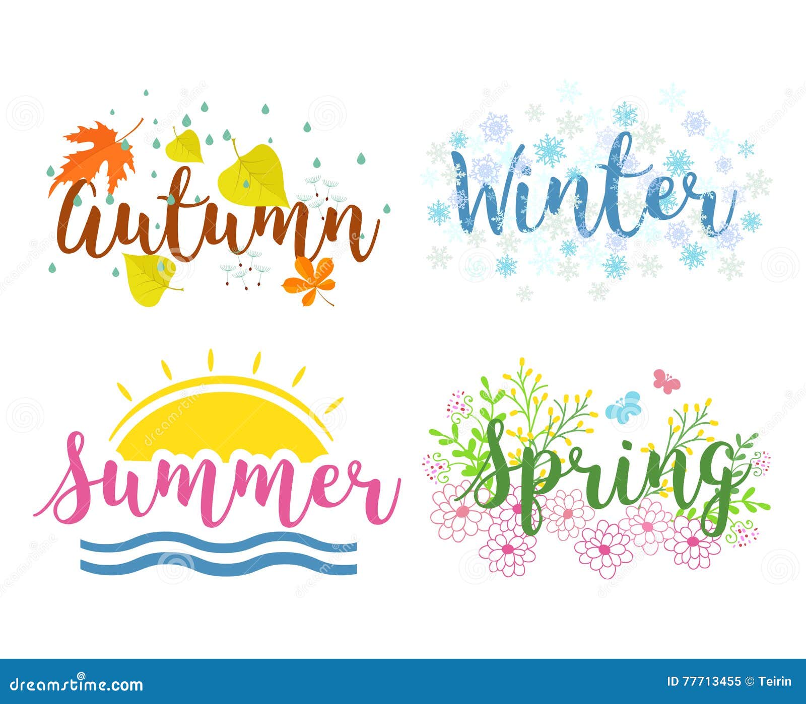 Seasons the Lettering Isolated on a White Background Stock Vector ...