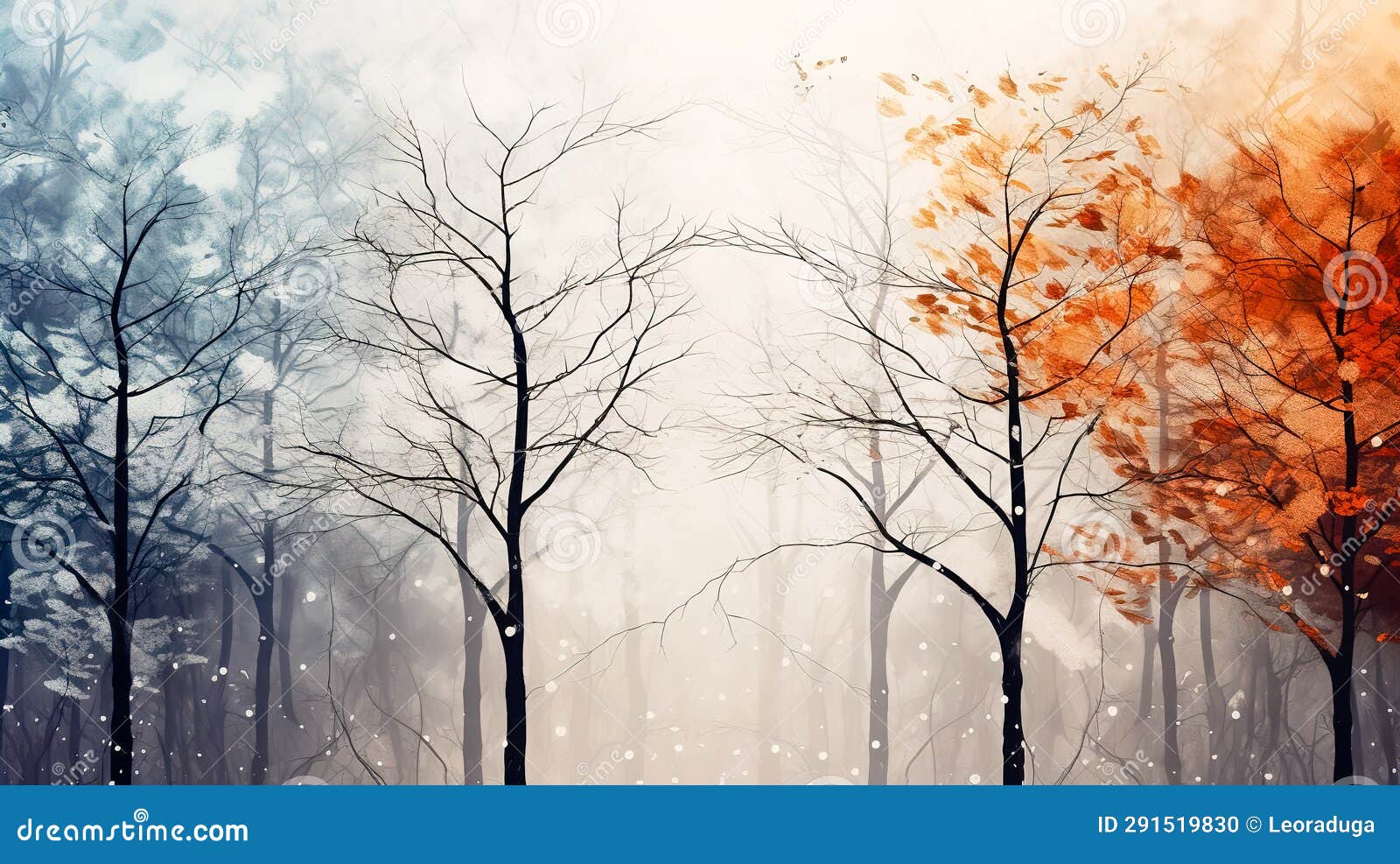 Seasons, a Tree in a Field. Generative AI Stock Illustration ...