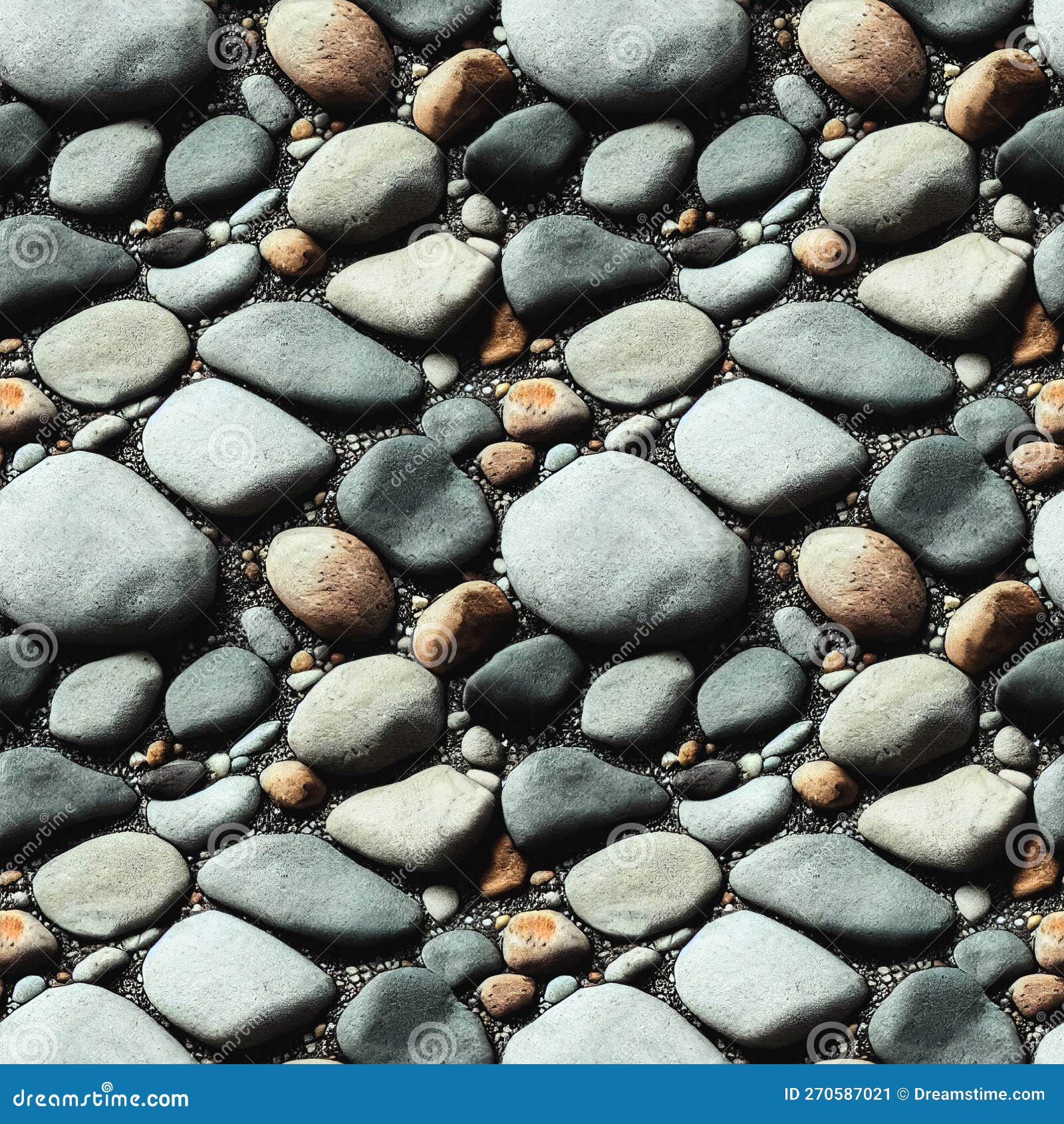 Seastones Seamless Pattern. Polished Rounded Pebbles Repeating ...