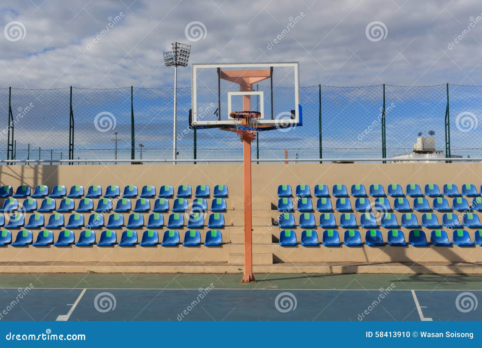 Seat and Basketball Hoop in Stadium Stock Photo - Image of seating ...