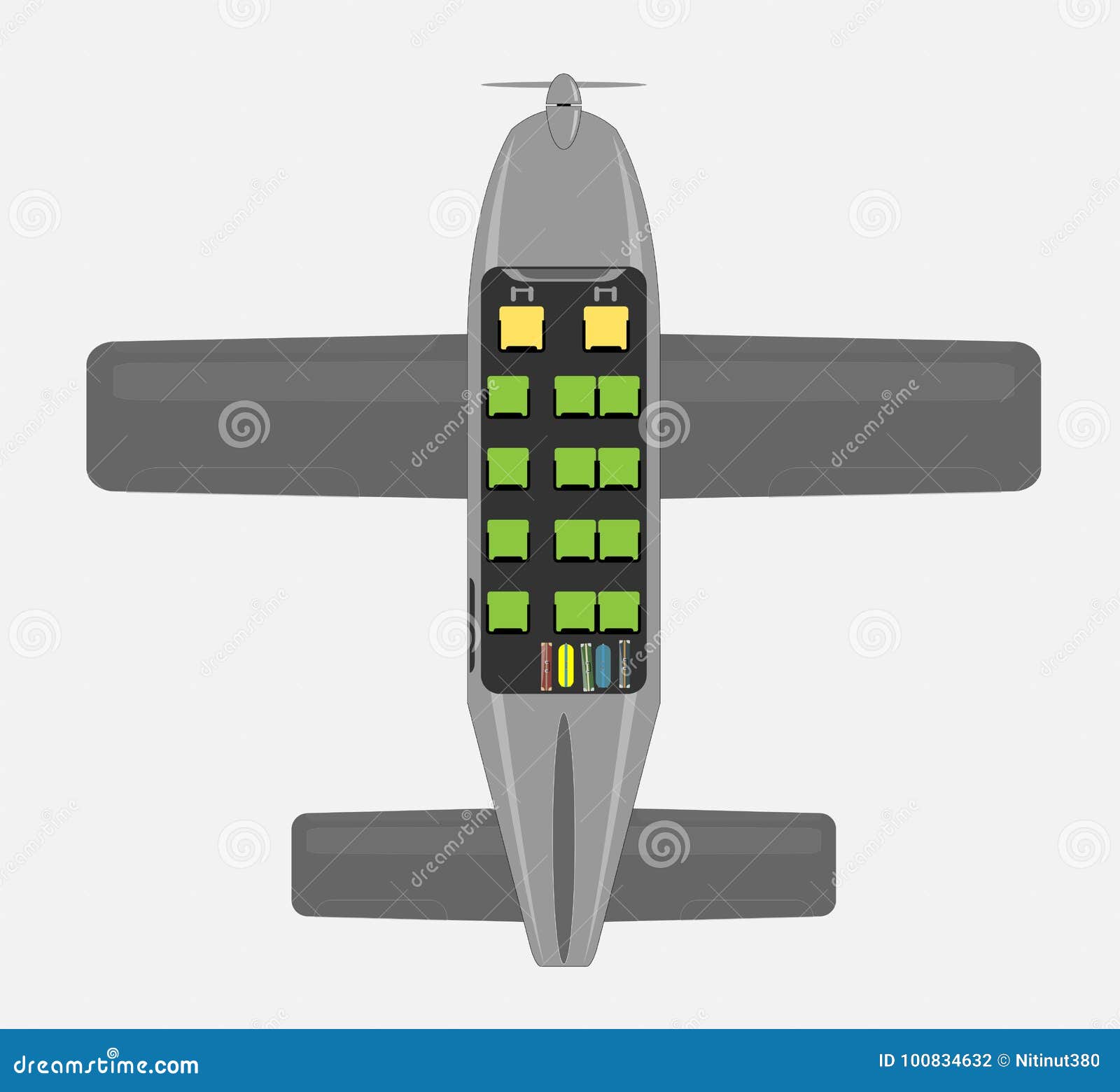 Seat Map Of Small Passenger Propeller Aircraft Vector Illustration ...