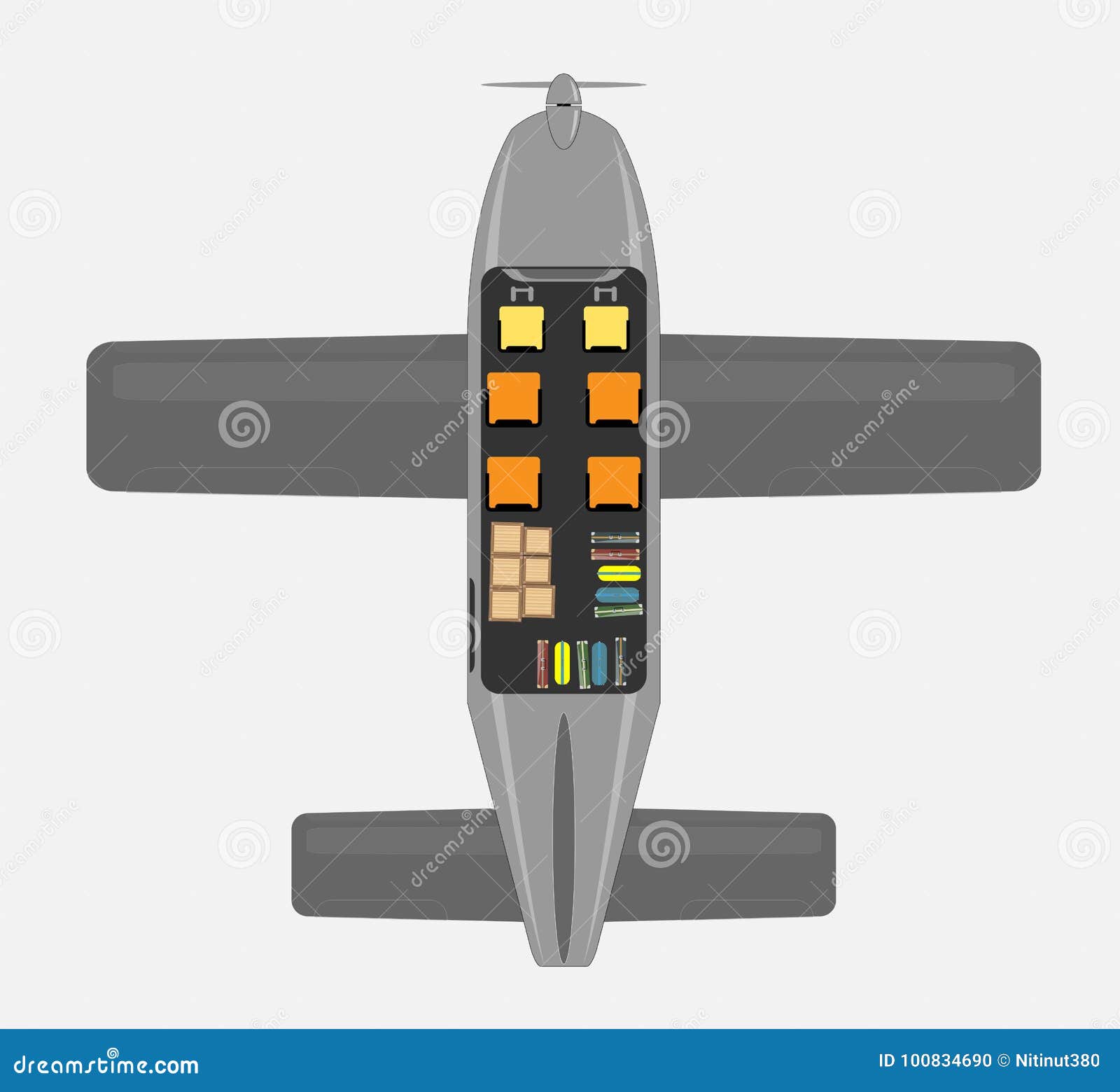 Seat Map of Small Passenger Propeller Aircraft Stock Vector ...