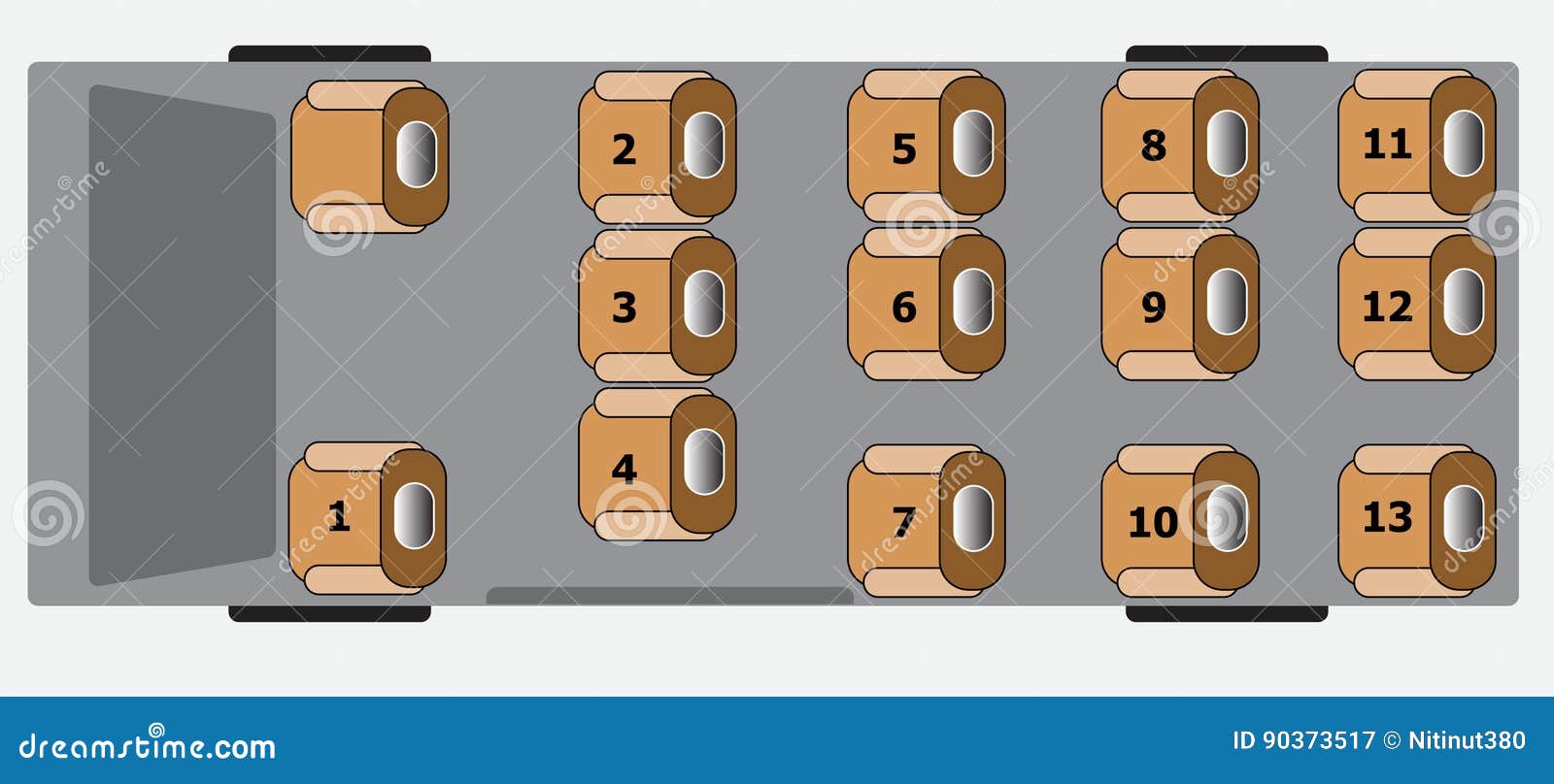 Seat Map of Van Car, 13 Person Van Stock Vector - Illustration of ...