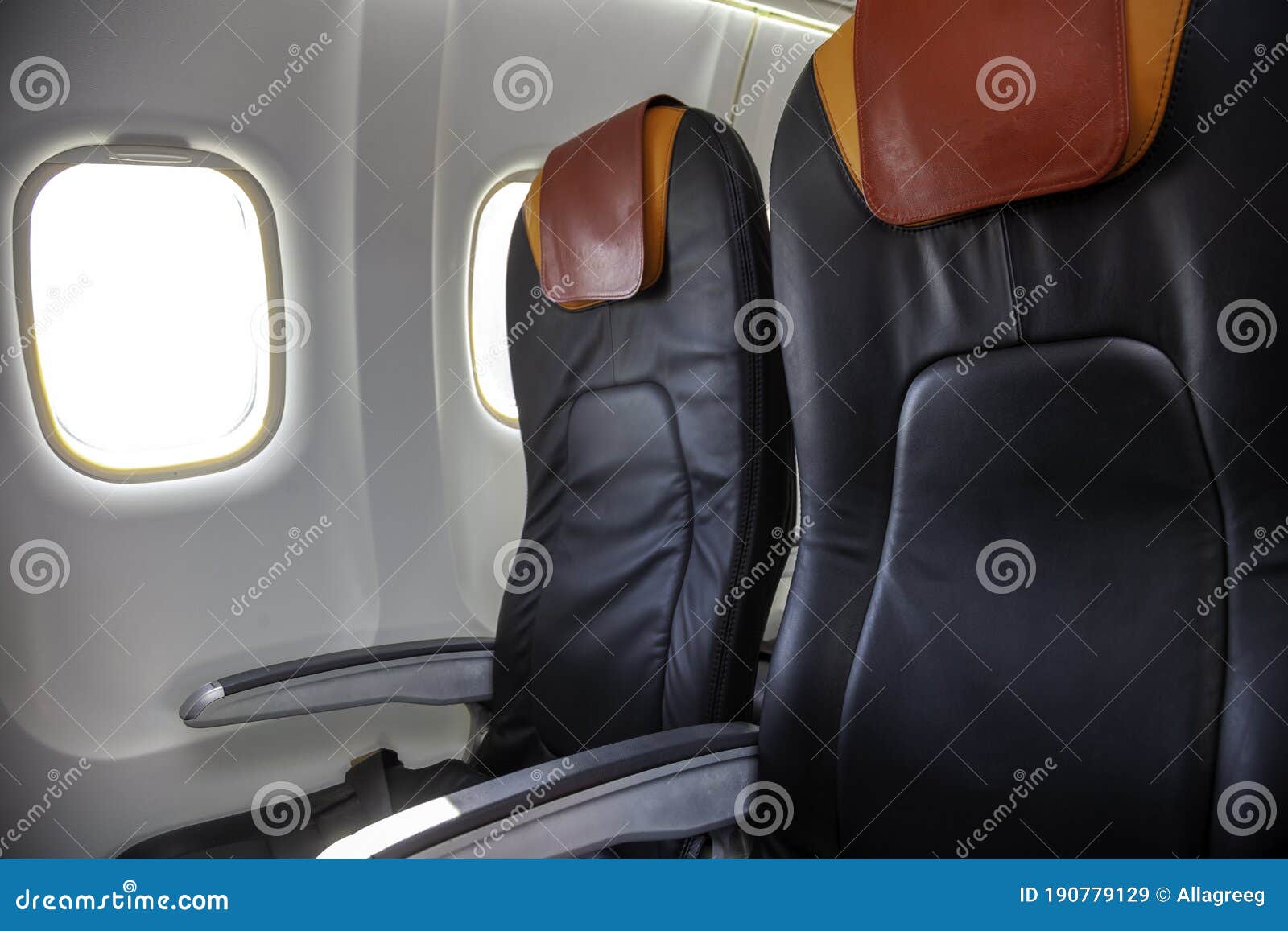 A Seat on the Plane. Empty Cabin of the Plane. Soft Seats for ...