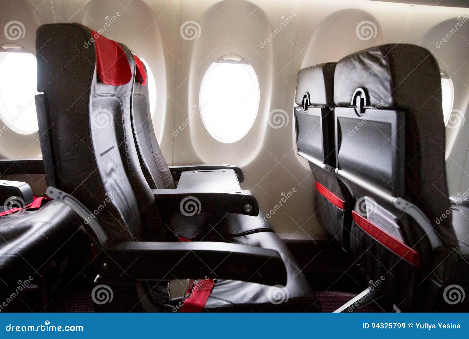 Seat Rows in an Airplane Cabin Stock Image - Image of interior, seating ...