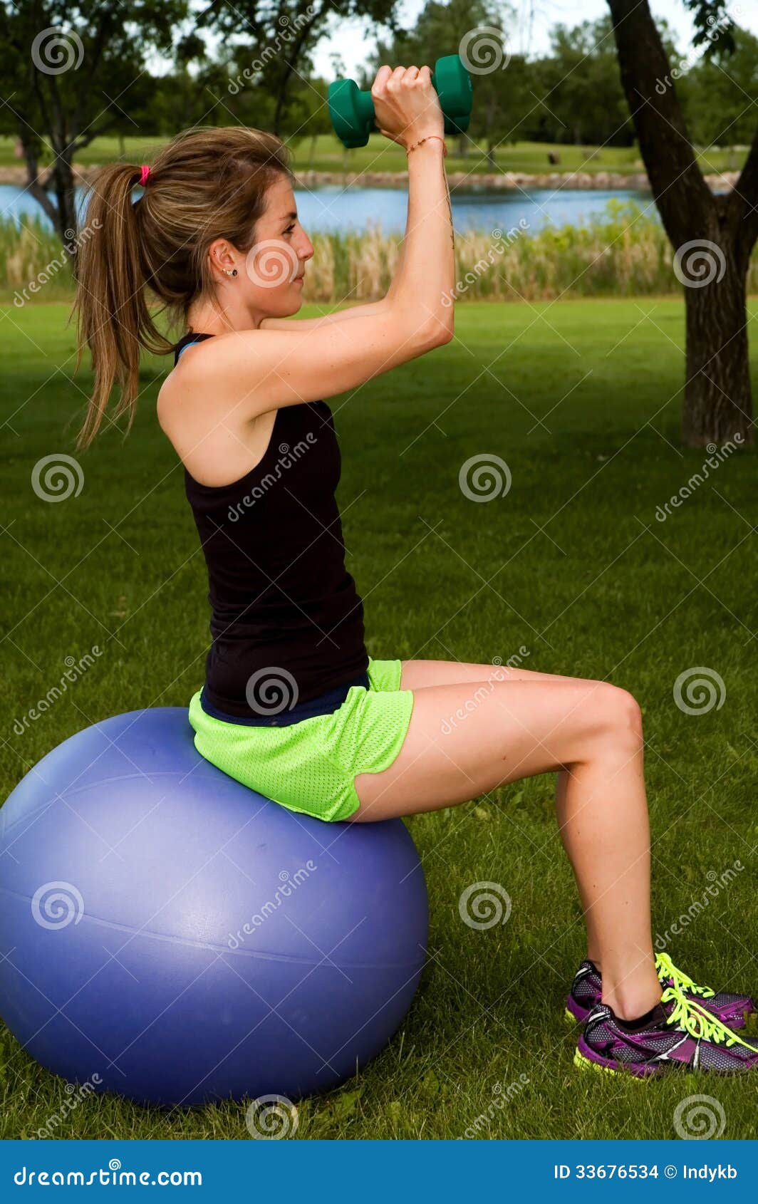 Seated Dumbbell Fly stock photo. Image of ball, park - 33676534