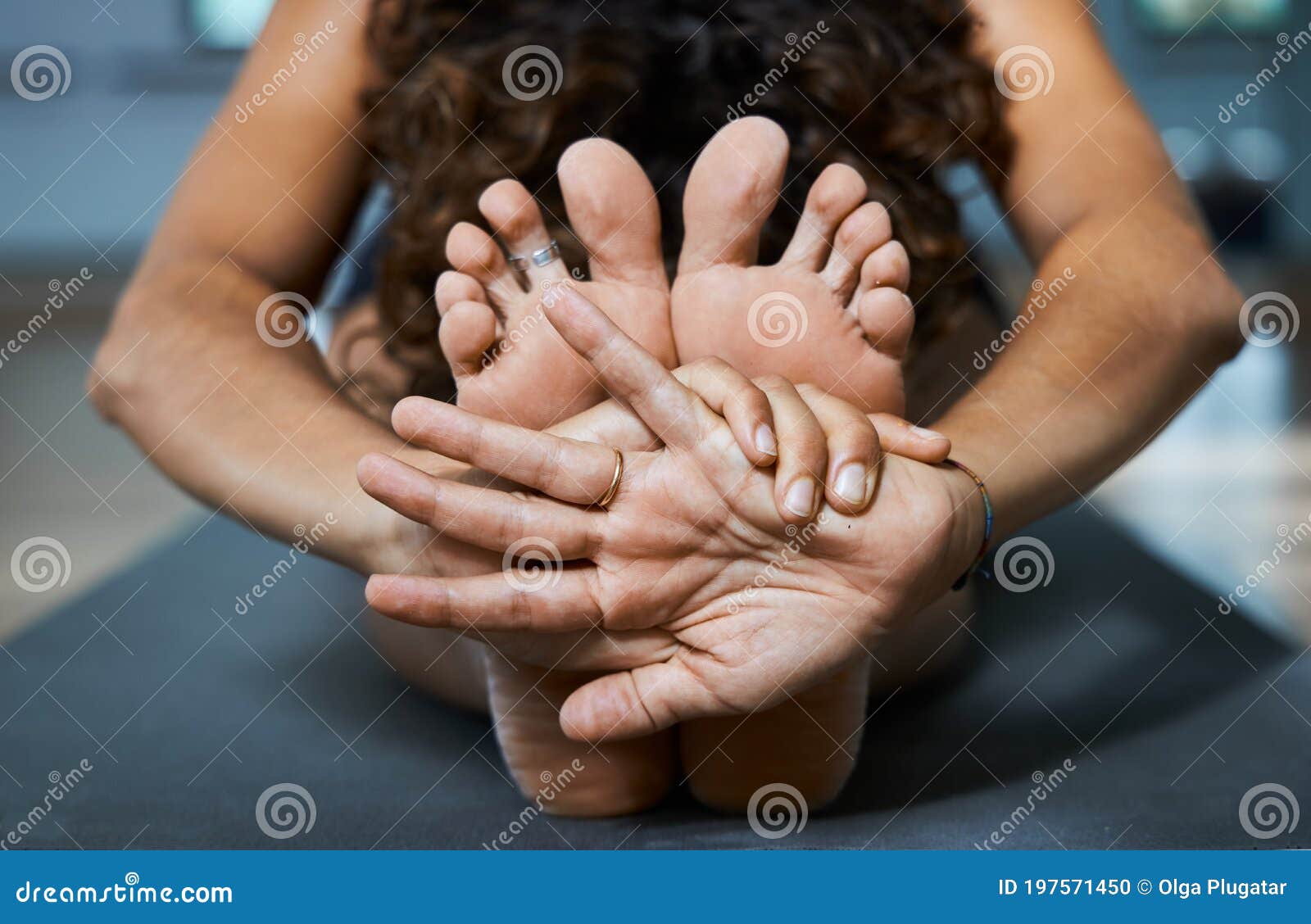 Seated Forward Bend Pose Yoga Iyengar, Paschimottanasana Front View In ...