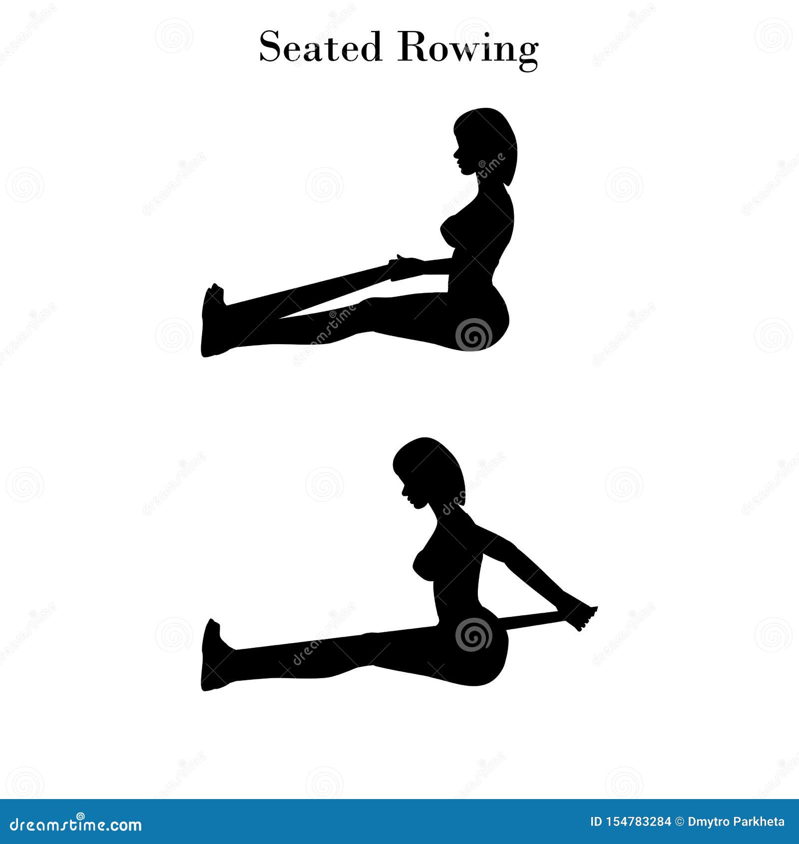 Seated Rowing Exercise Illustration Silhouette Stock Vector ...