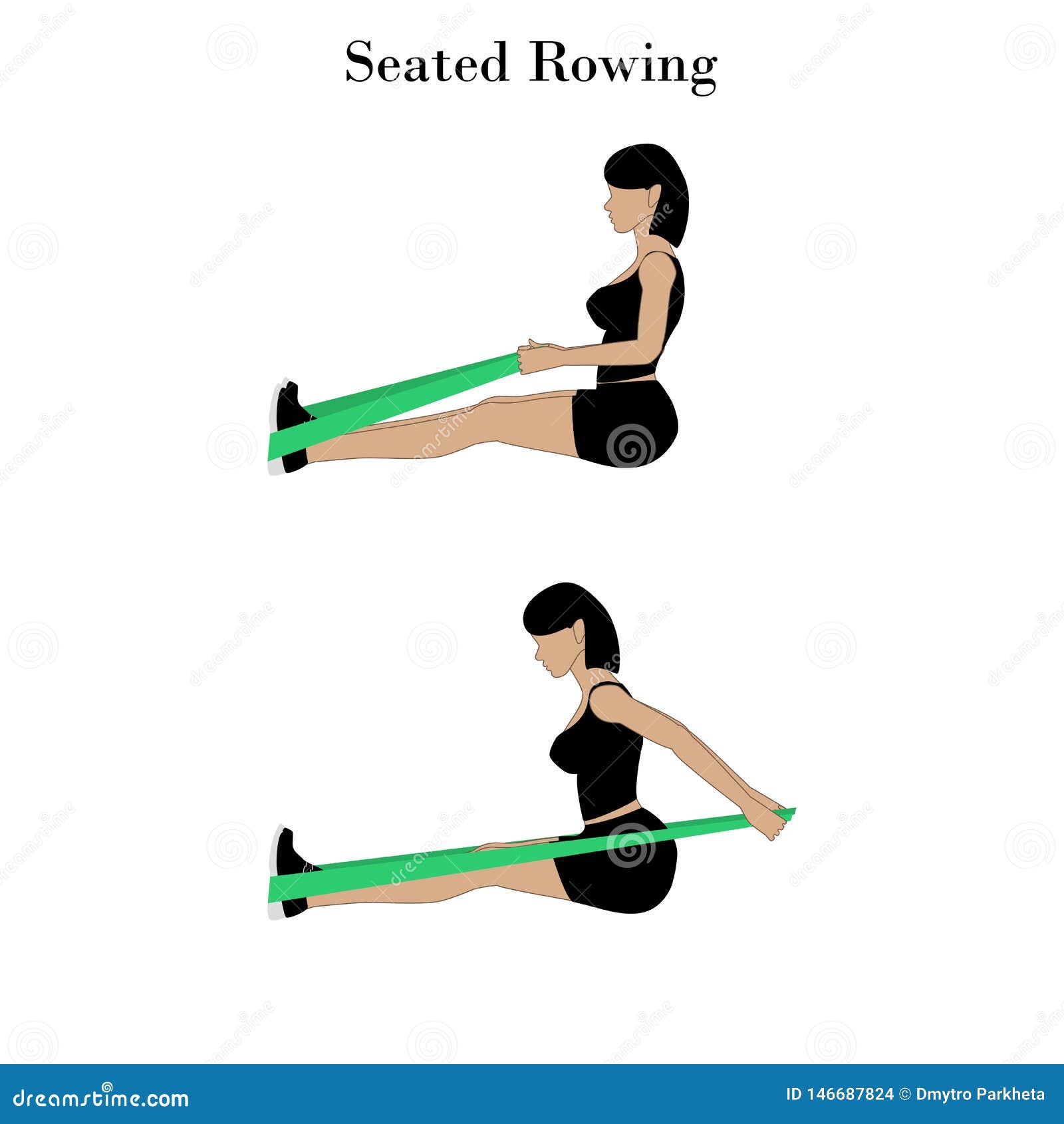Seated Rowing Exercise Illustration Stock Vector - Illustration of ...
