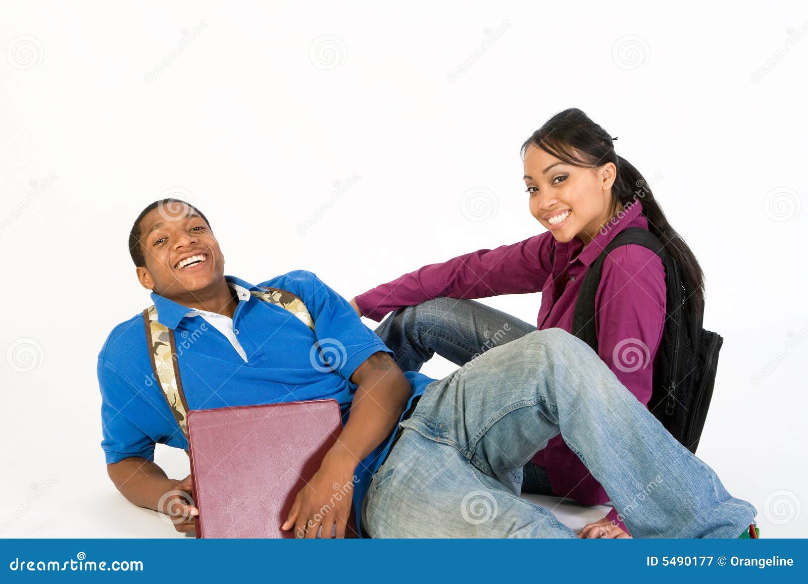 Seated Smiling Students - Horizontal Stock Image - Image of female ...