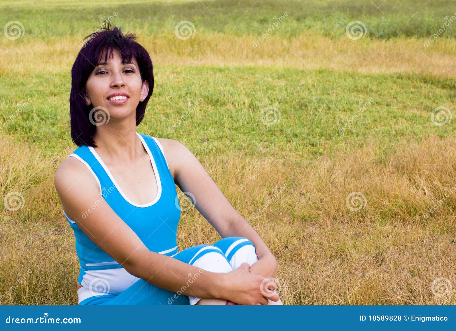 Seated woman outdoors stock photo. Image of park, countryside - 10589828