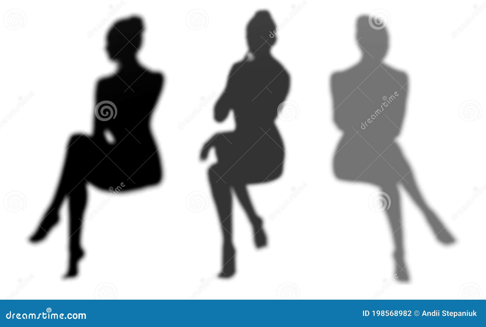 Seated Womans Shadow Mini Set Stock Vector - Illustration of lady ...